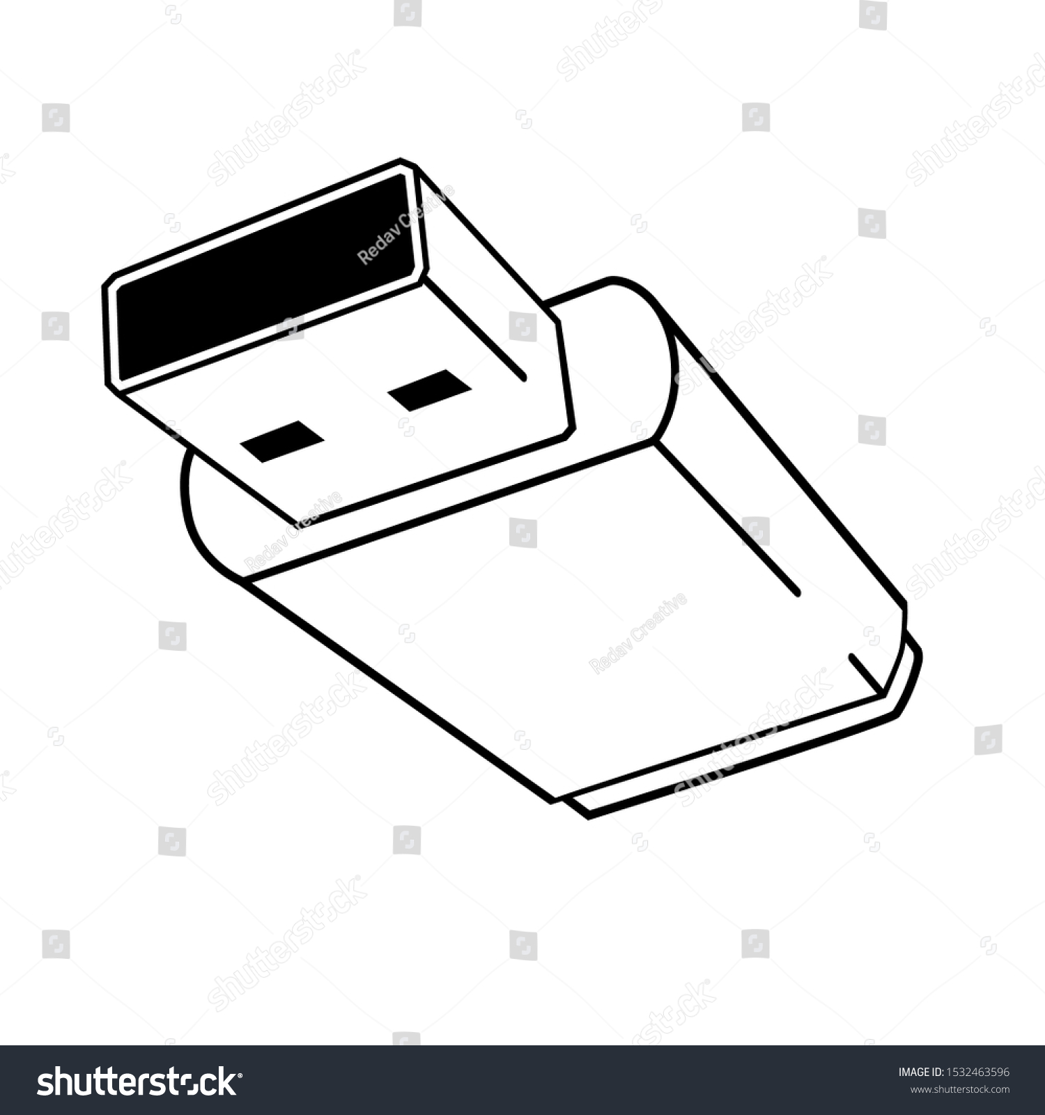 3d Usb Flash Drive Outline Bottom Stock Vector (Royalty Free ...