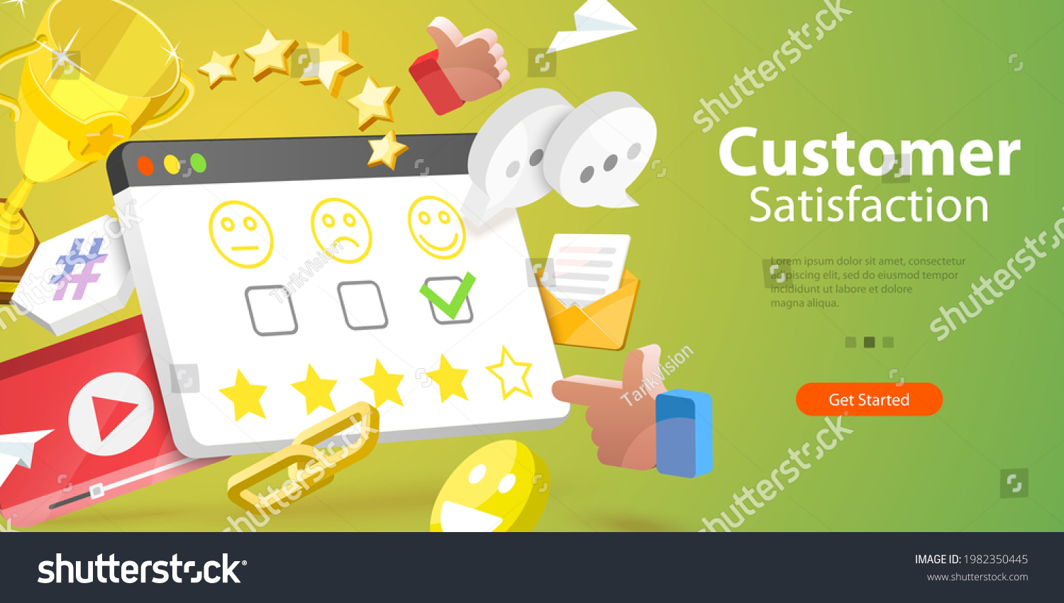 3d Vector Conceptual Illustration Client Satisfaction Stock Vector ...
