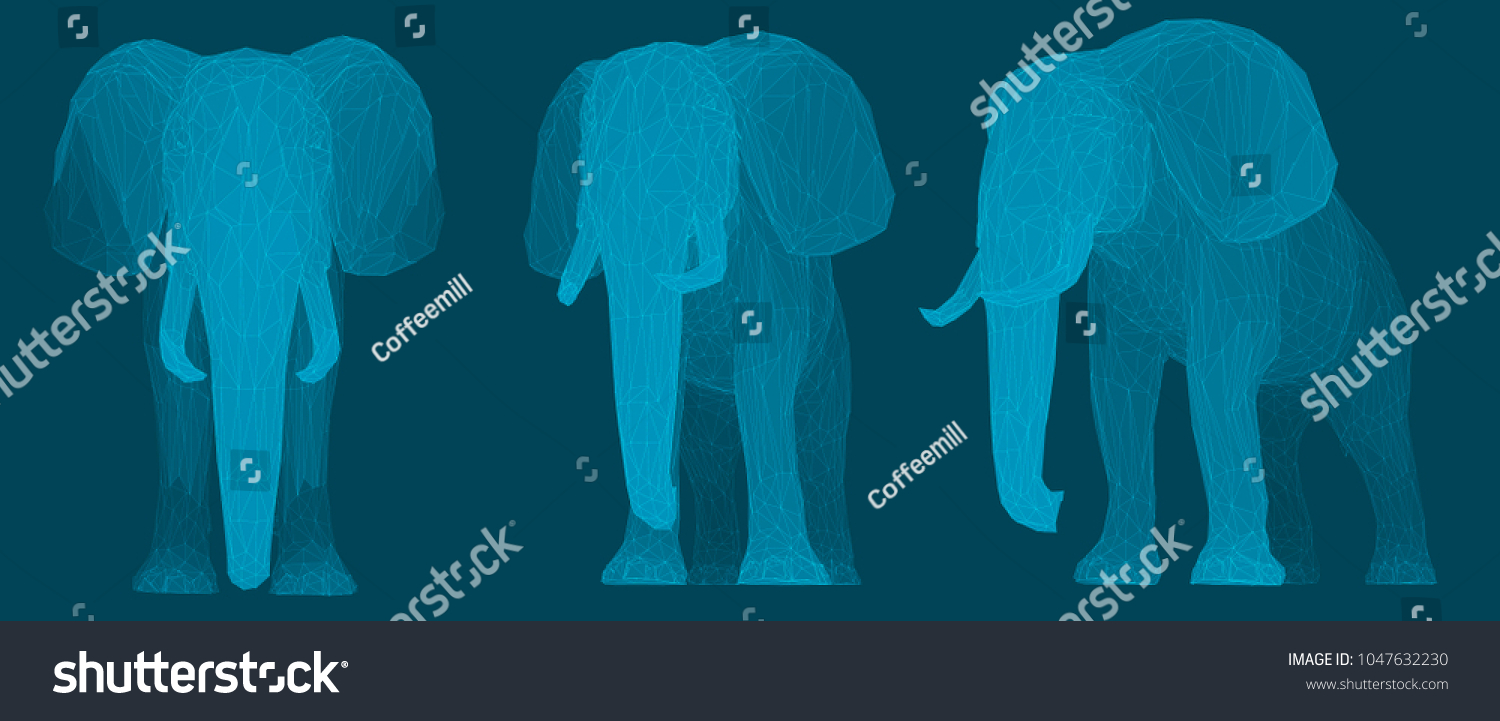 3d Vector Elephant Set Design Stock Vector (Royalty Free) 1047632230 | Shutterstock
