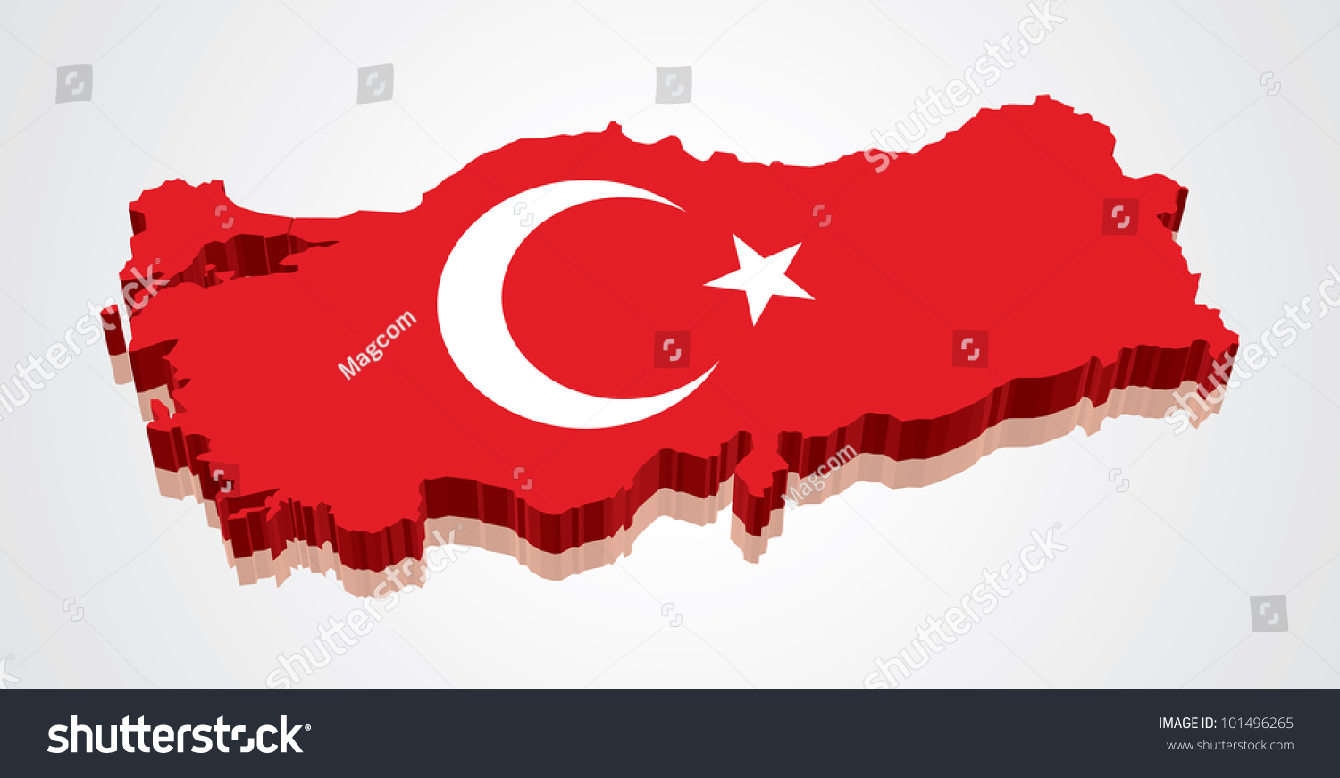 3 D Vector Flag Map Turkey Stock Vector (Royalty Free) 101496265 ...