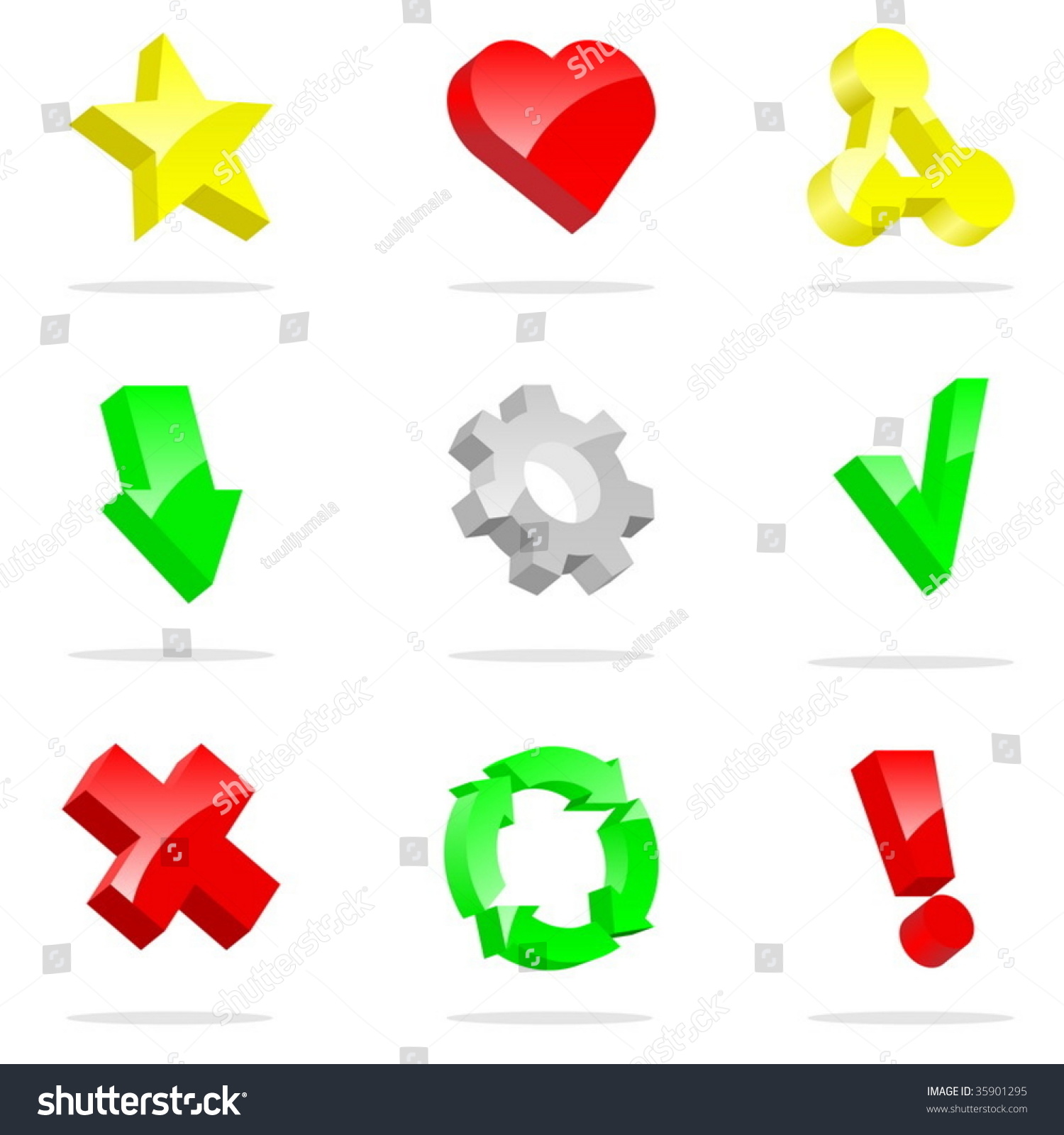 3d Vector Icons Collection Isolated On Stock Vector (Royalty Free ...