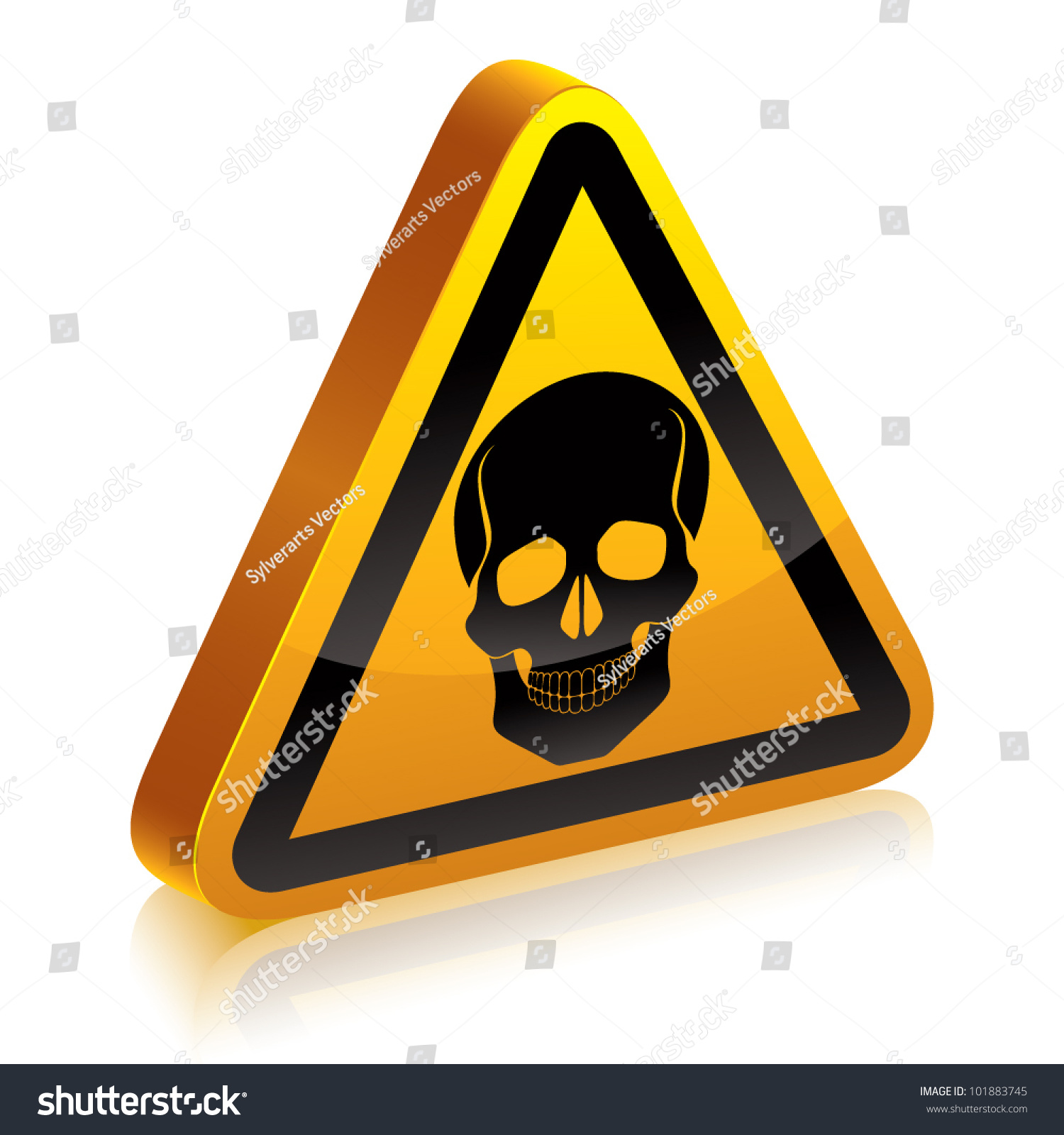 3d Warning Sign Skull Vector Symbol Stock Vector (Royalty Free ...