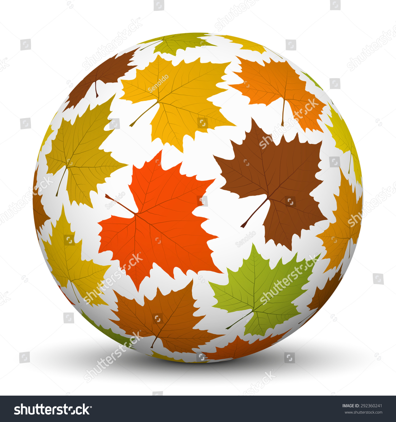 3d White Vector Sphere Maple Leaf Stock Vector (Royalty Free) 292360241
