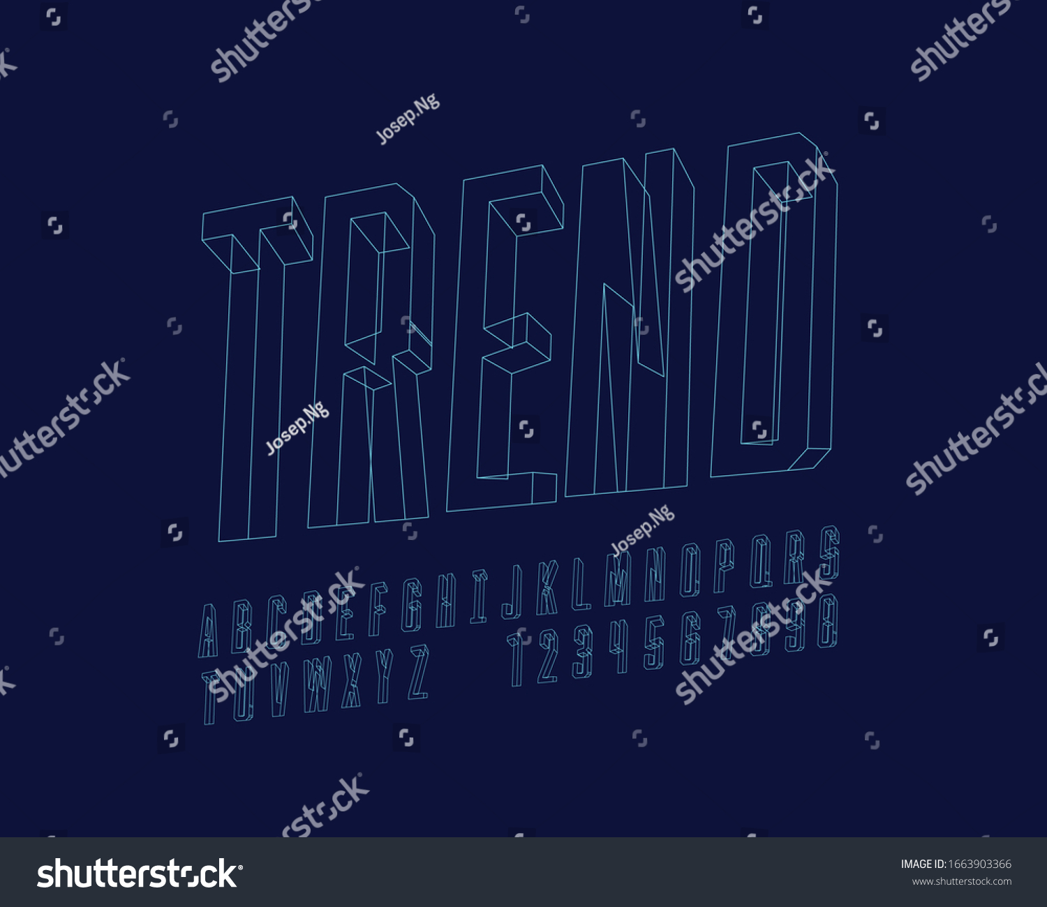 3d Wireframe Font Set Vector Format Stock Vector (Royalty Free ...