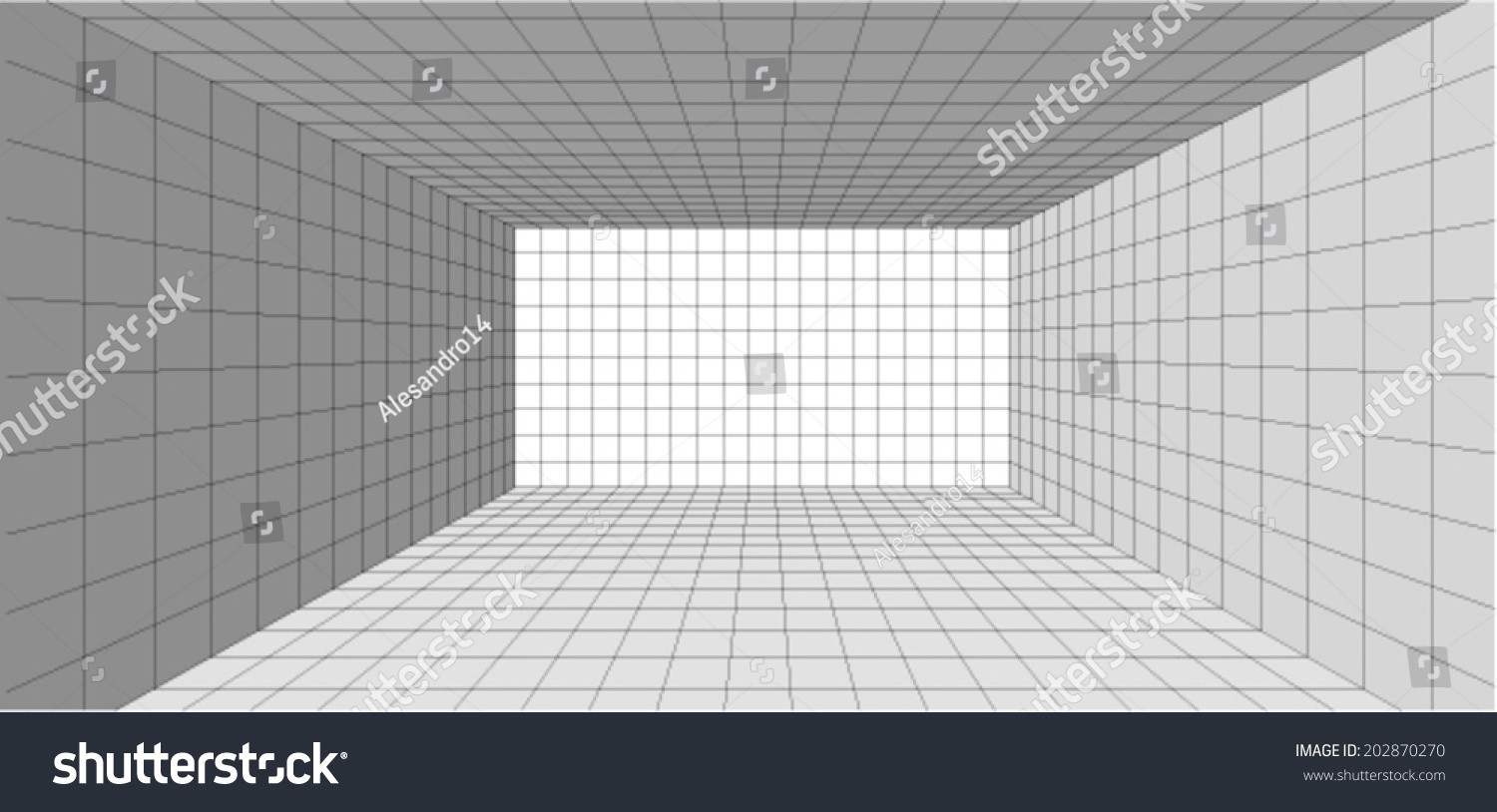 「3d Wireframe Grid Room Vector Illustration」のベクター画像素材（ロイヤリティフリー ...