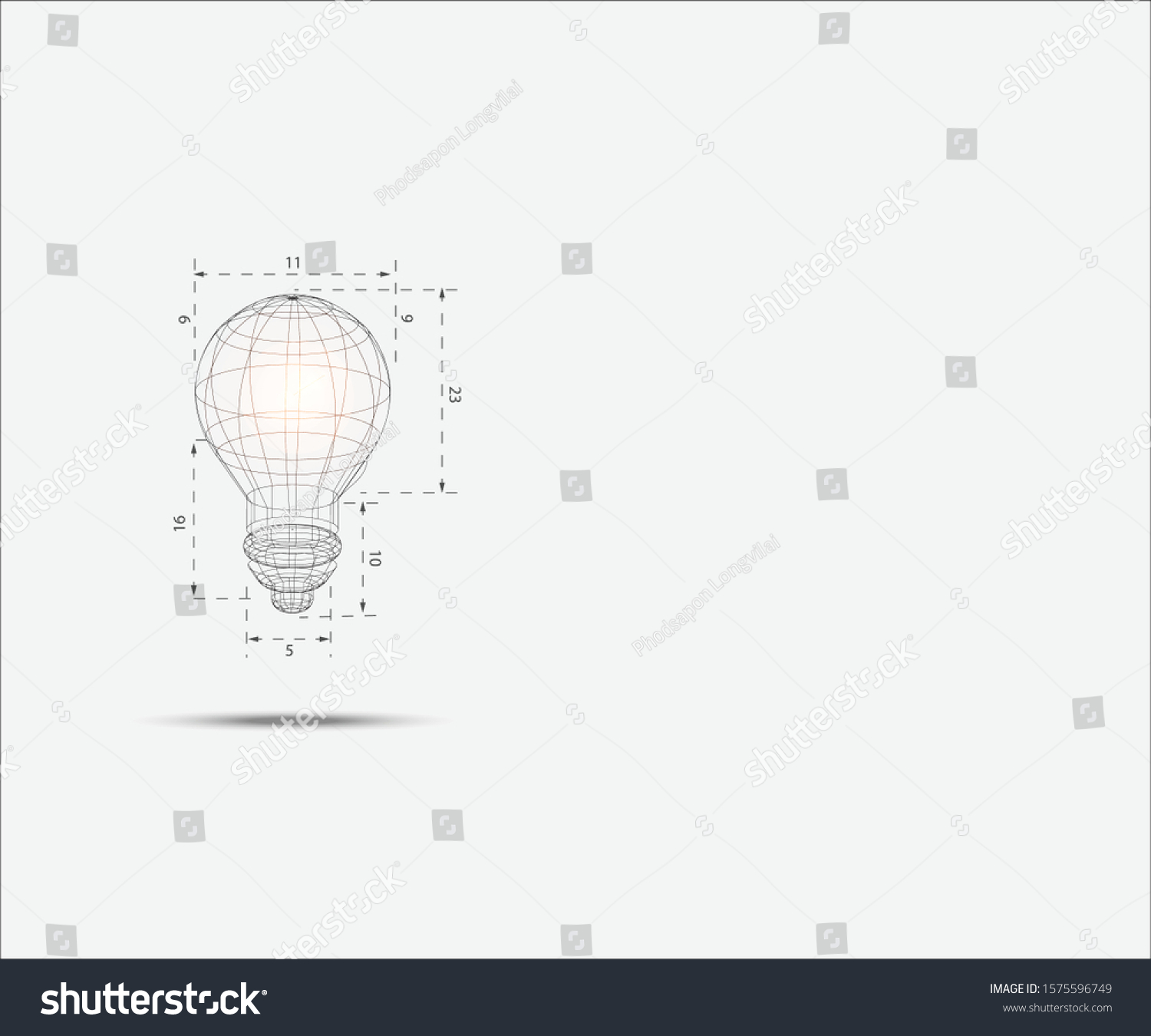 3d Wireframe Lightbulb Represent Technology Concept Stock Vector ...
