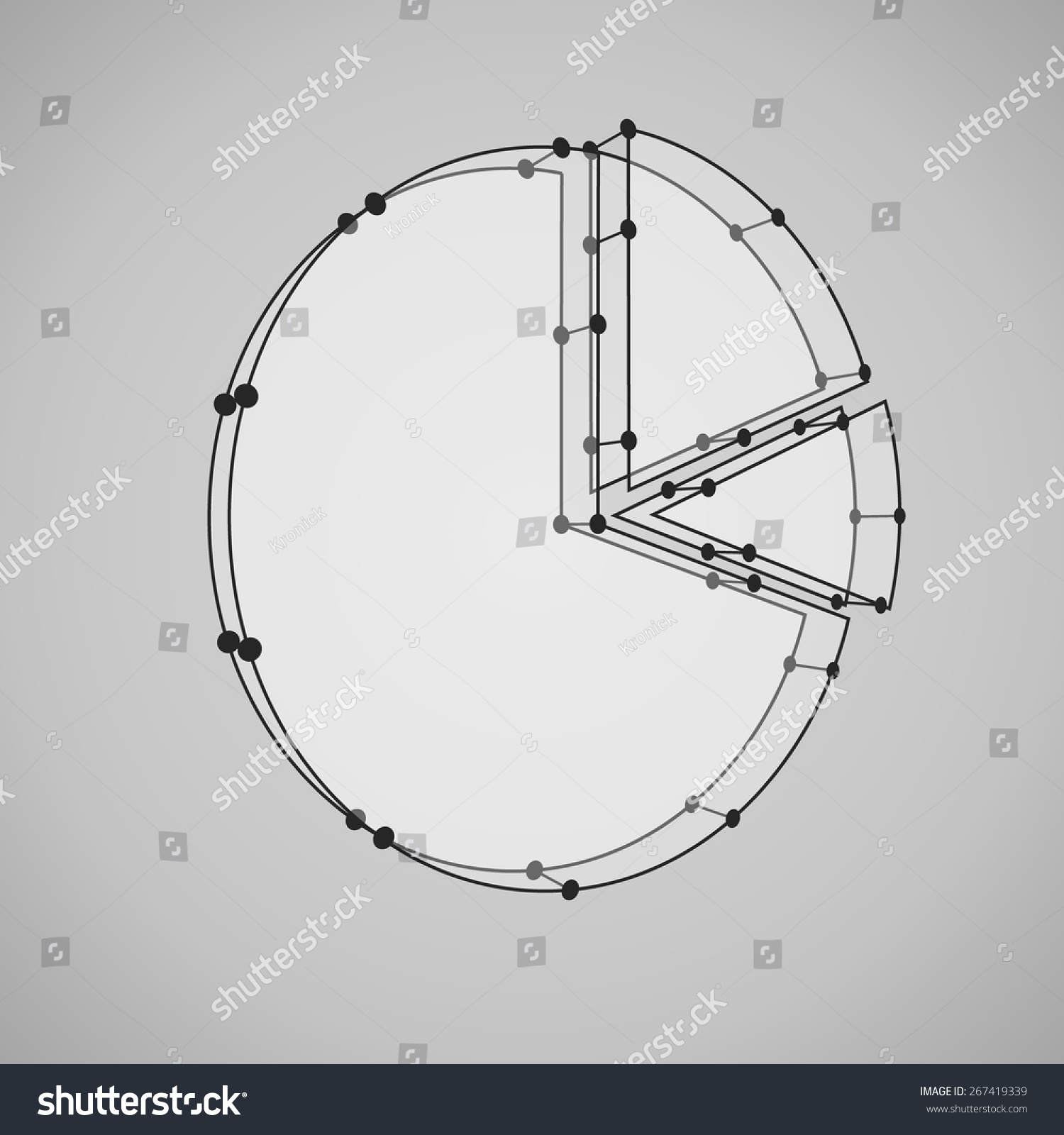3d Wireframe Mesh Vector Pie Chart Stock Vector (Royalty Free ...
