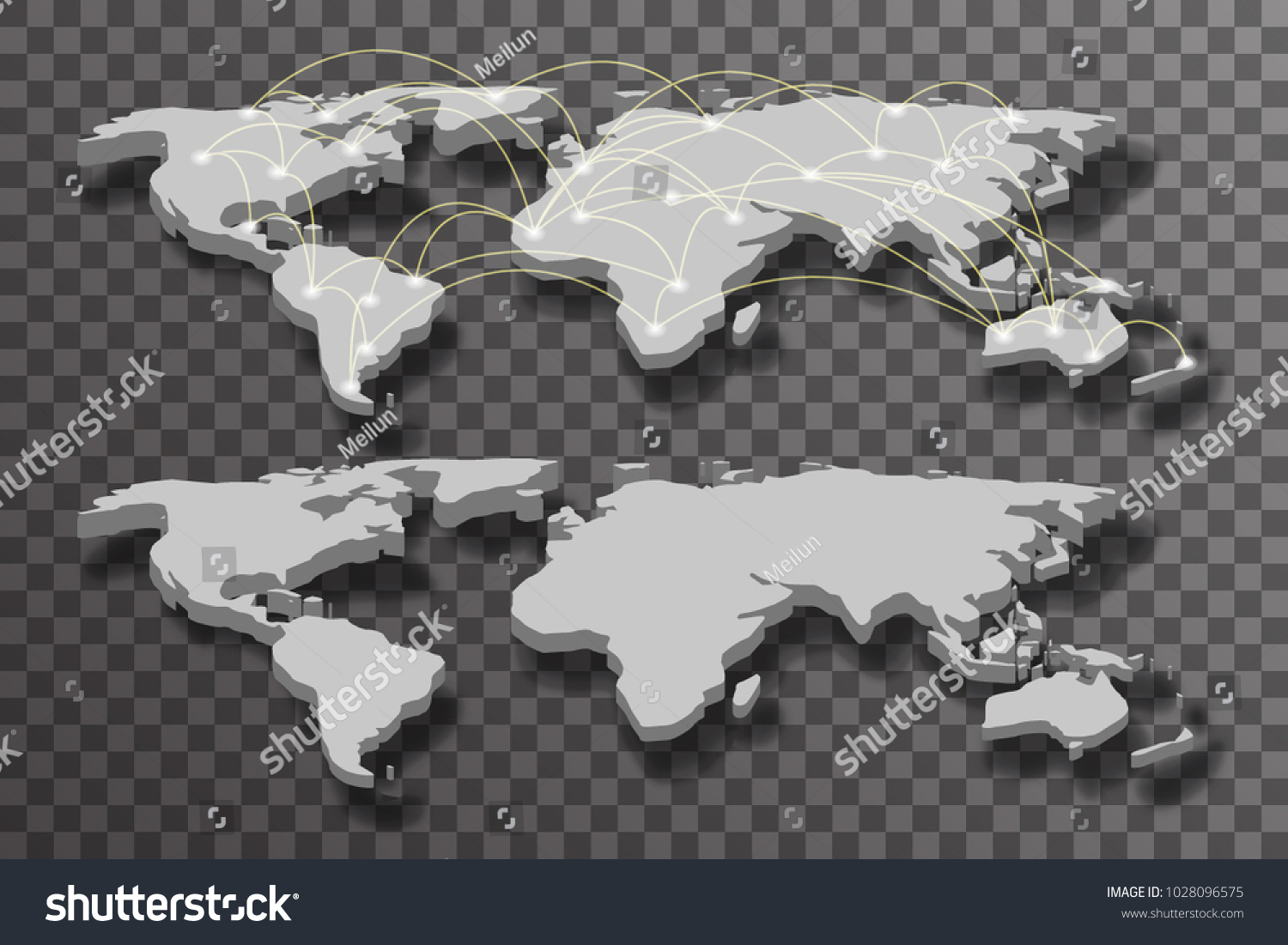 3d World Map Shadow Light Transparent Stock Vector (Royalty Free ...