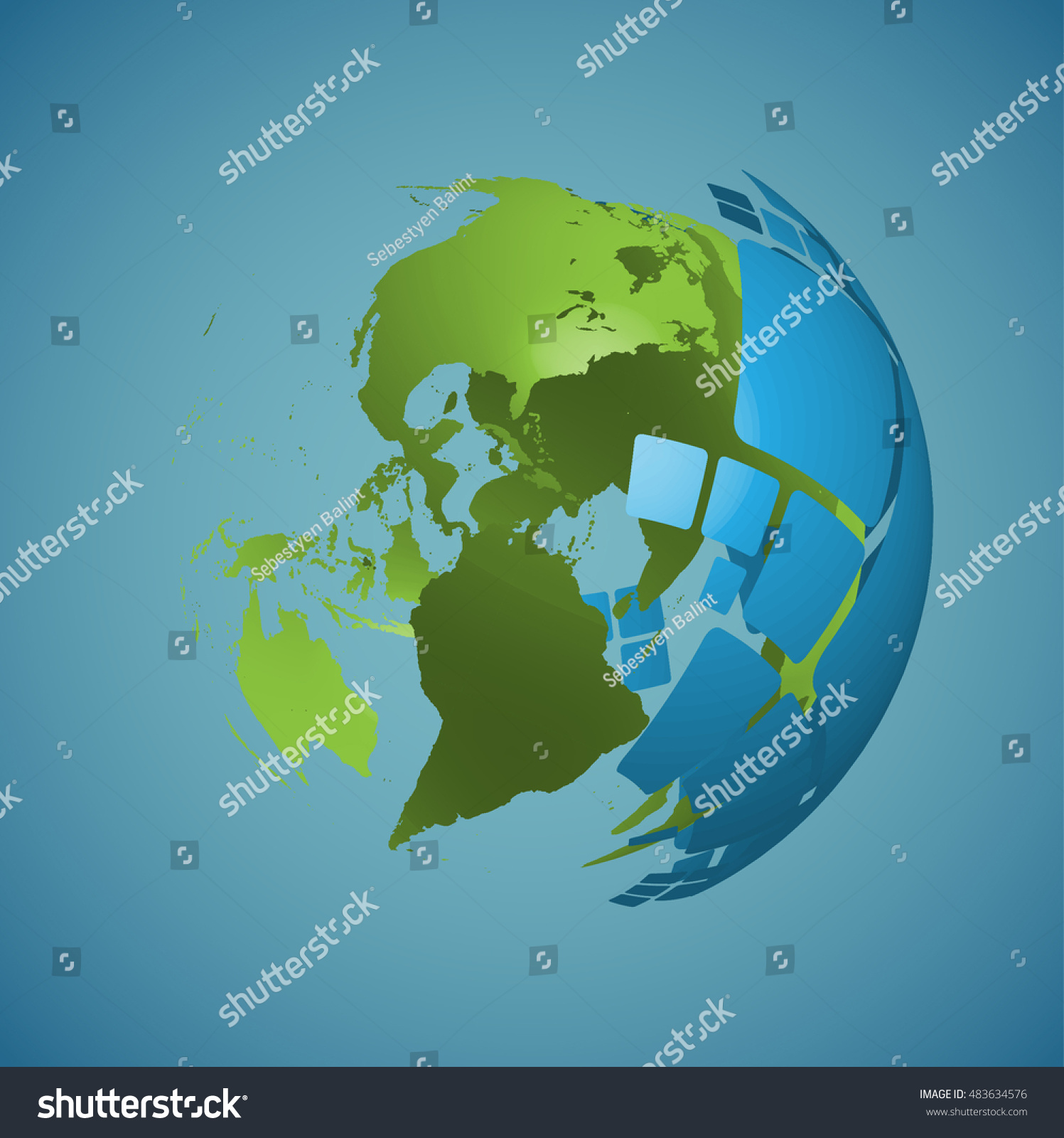 3d World Map Abstract Sphere Particle Stock Vector (Royalty Free) 483634576