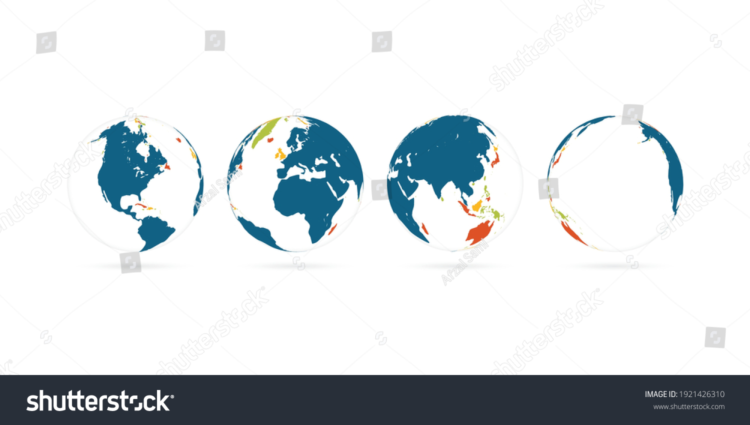 Vektor Stok 3d World Maps Vector Make Colorfully (Tanpa Royalti ...