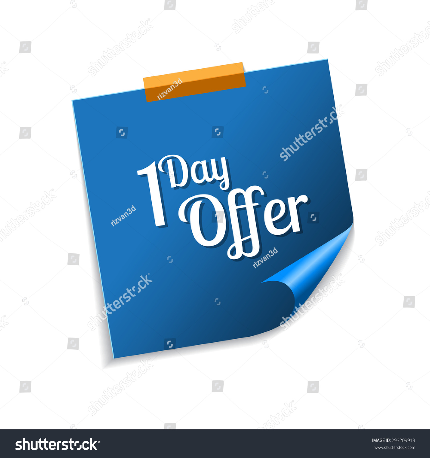 1 Day Offer Blue Sticky Notes Stock Vector (Royalty Free) 293209913 ...