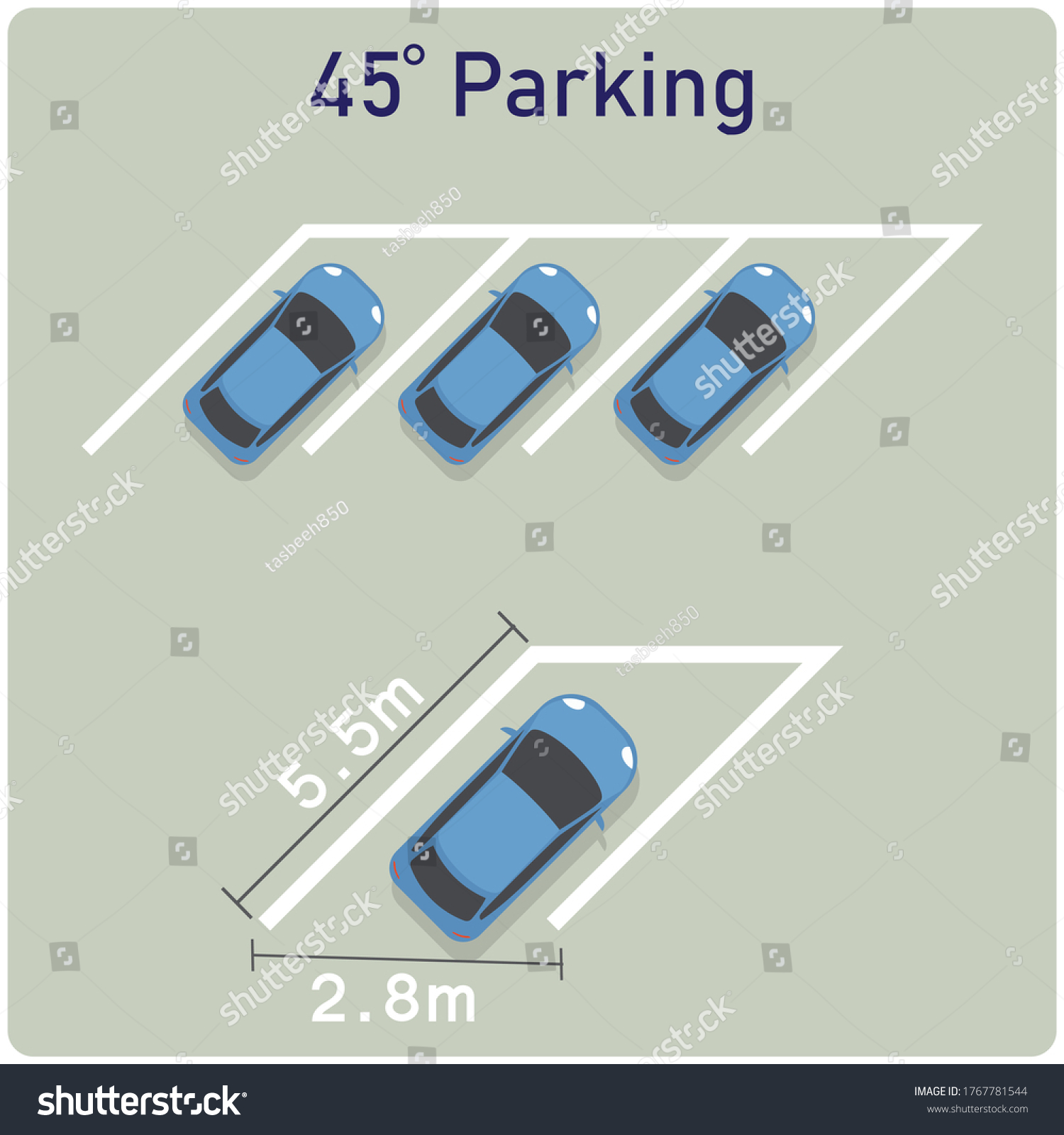 45도 각도 자동차 주차 스톡 벡터(로열티 프리) 1767781544 | Shutterstock