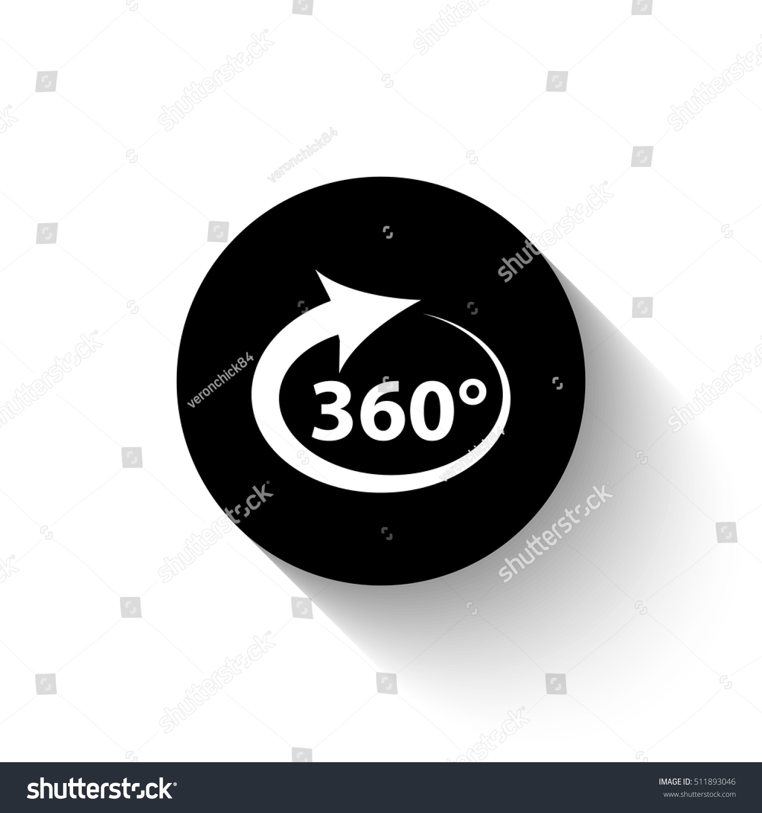 360 Degree White Vector Icon Shadow Stock Vector (Royalty Free) 511893046
