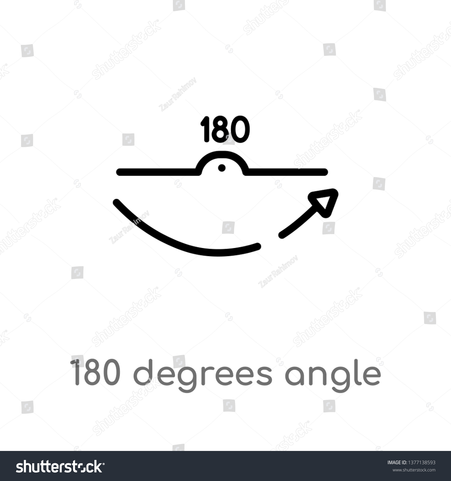 180 Degrees Angle Vector Line Icon Stock Vector (Royalty Free ...