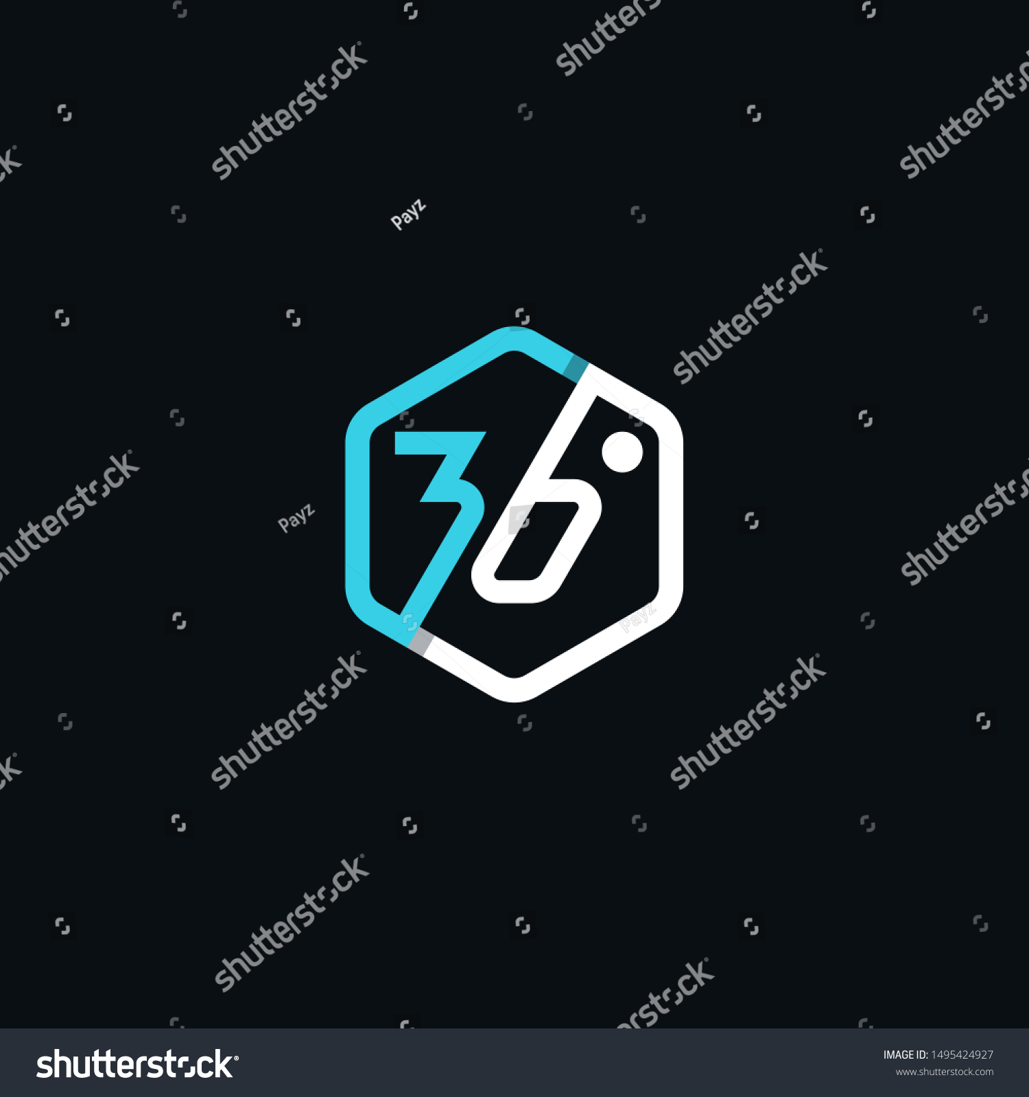 36 Degrees Polygon Blue White Stock Vector (Royalty Free) 1495424927