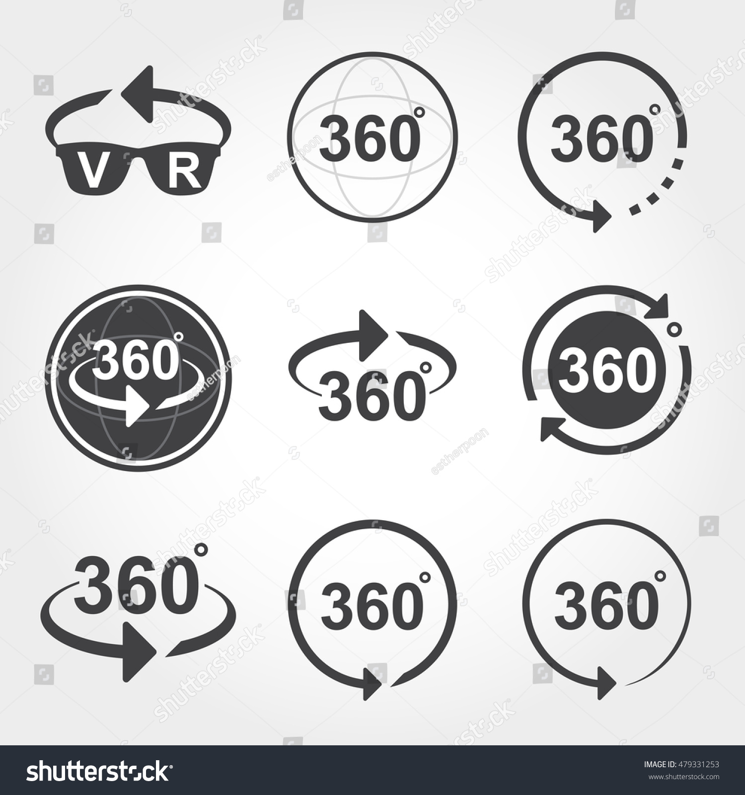 360 Degrees View Sign Icons Stock Vector (Royalty Free) 479331253