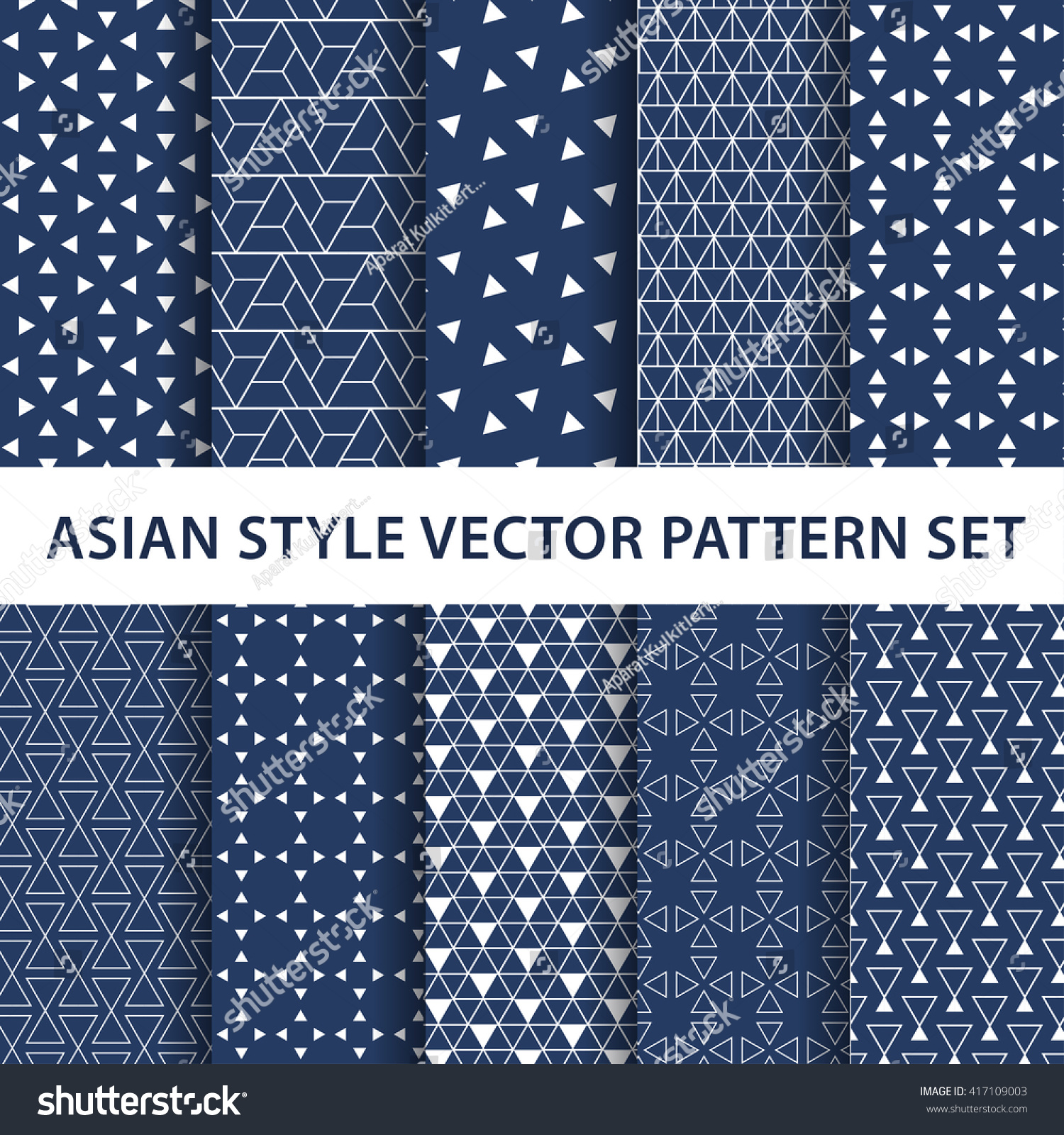 Vektor Stok 10 Different Asian Patterns Swatches Vector (Tanpa Royalti ...