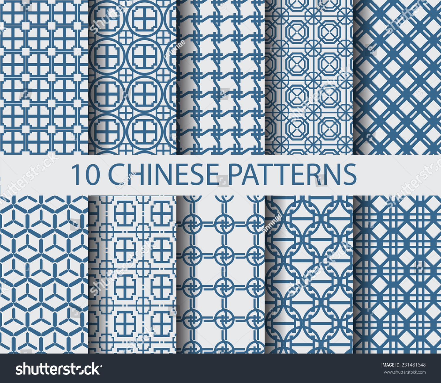 10 Different Chinese Traditional Seamless Patterns: vector de stock ...