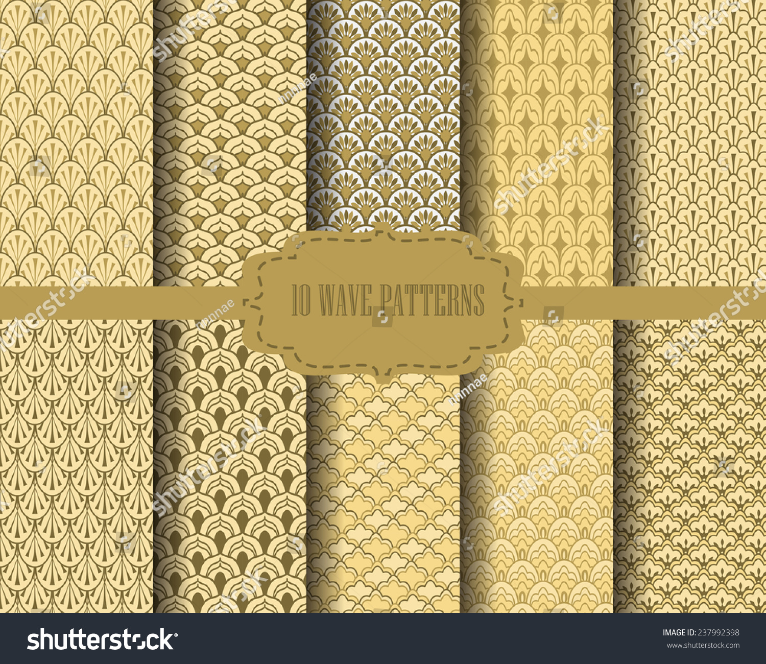 10 Different Gold Wave Patterns Pattern: เวกเตอร์สต็อก (ปลอดค่า ...
