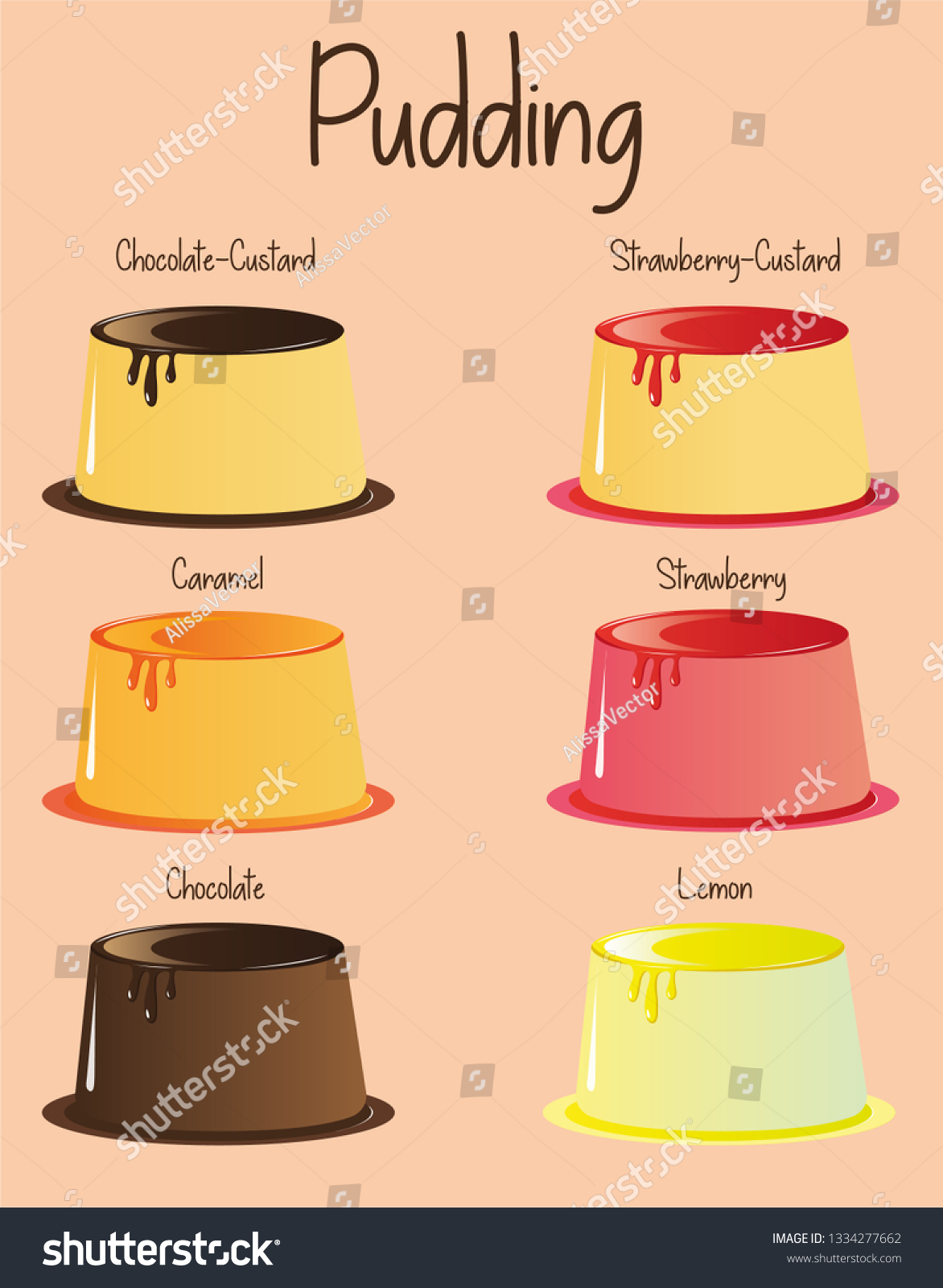 6 Different Puddings Stock Vector (Royalty Free) 1334277662 | Shutterstock