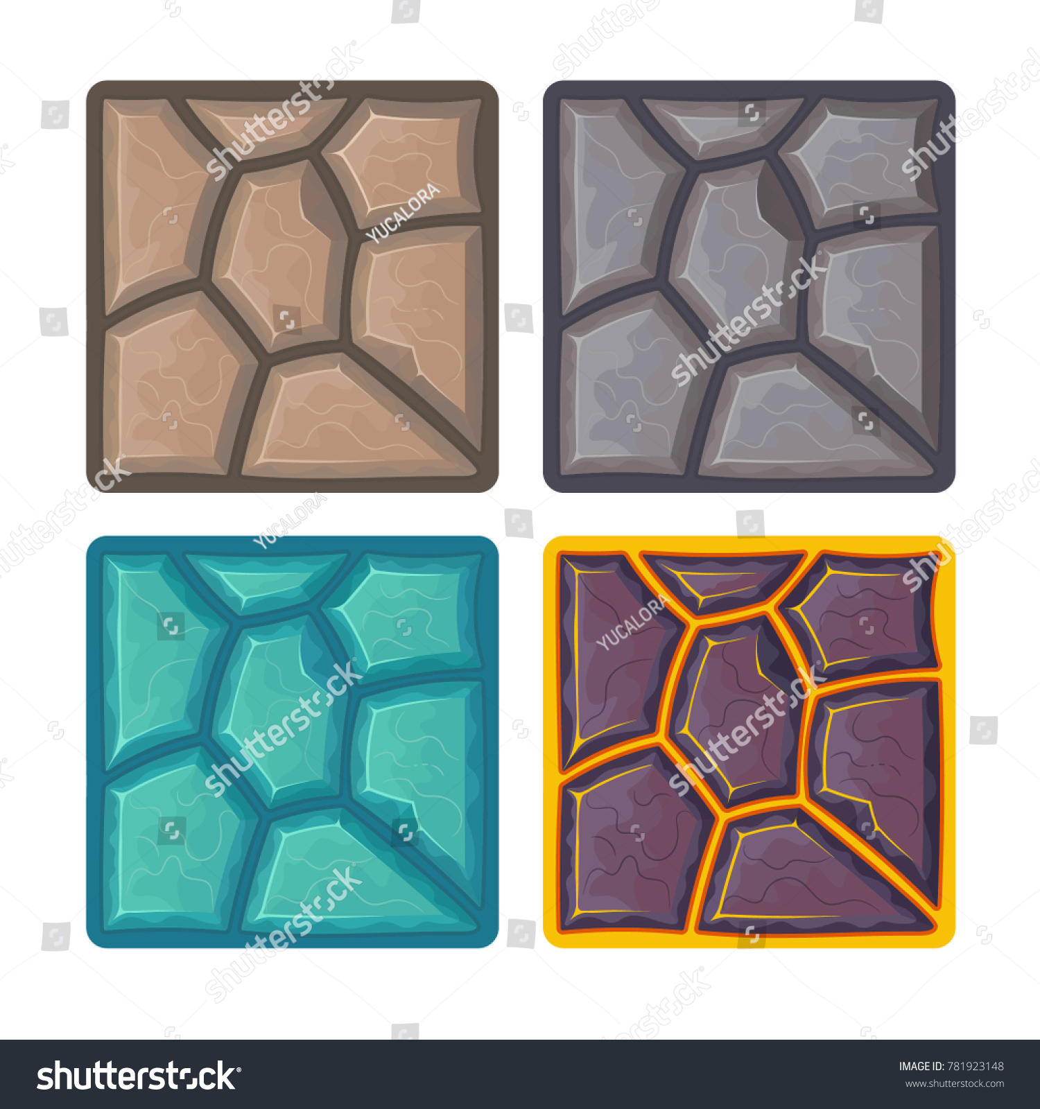 Different Stone Textures Game Vector Illustration Stock Vector (Royalty ...