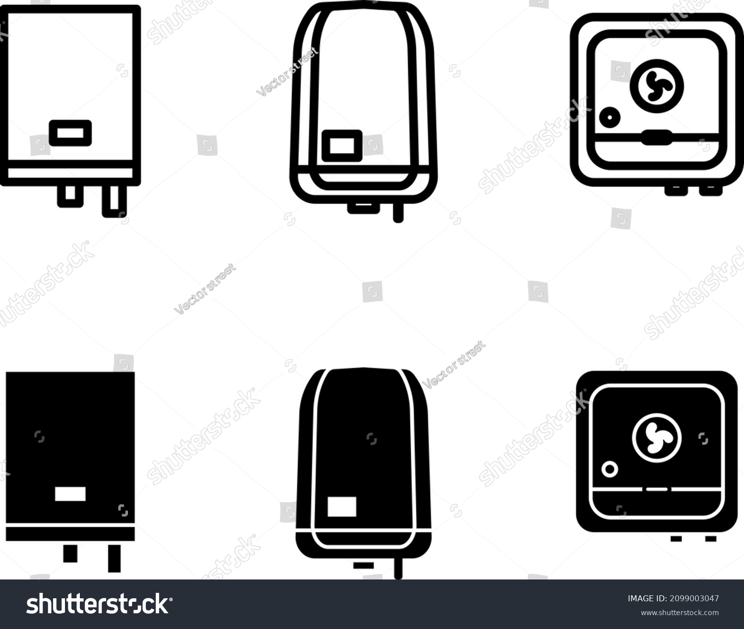 3 Different Vector Icons Inverter Stock Vector (Royalty Free) 2099003047