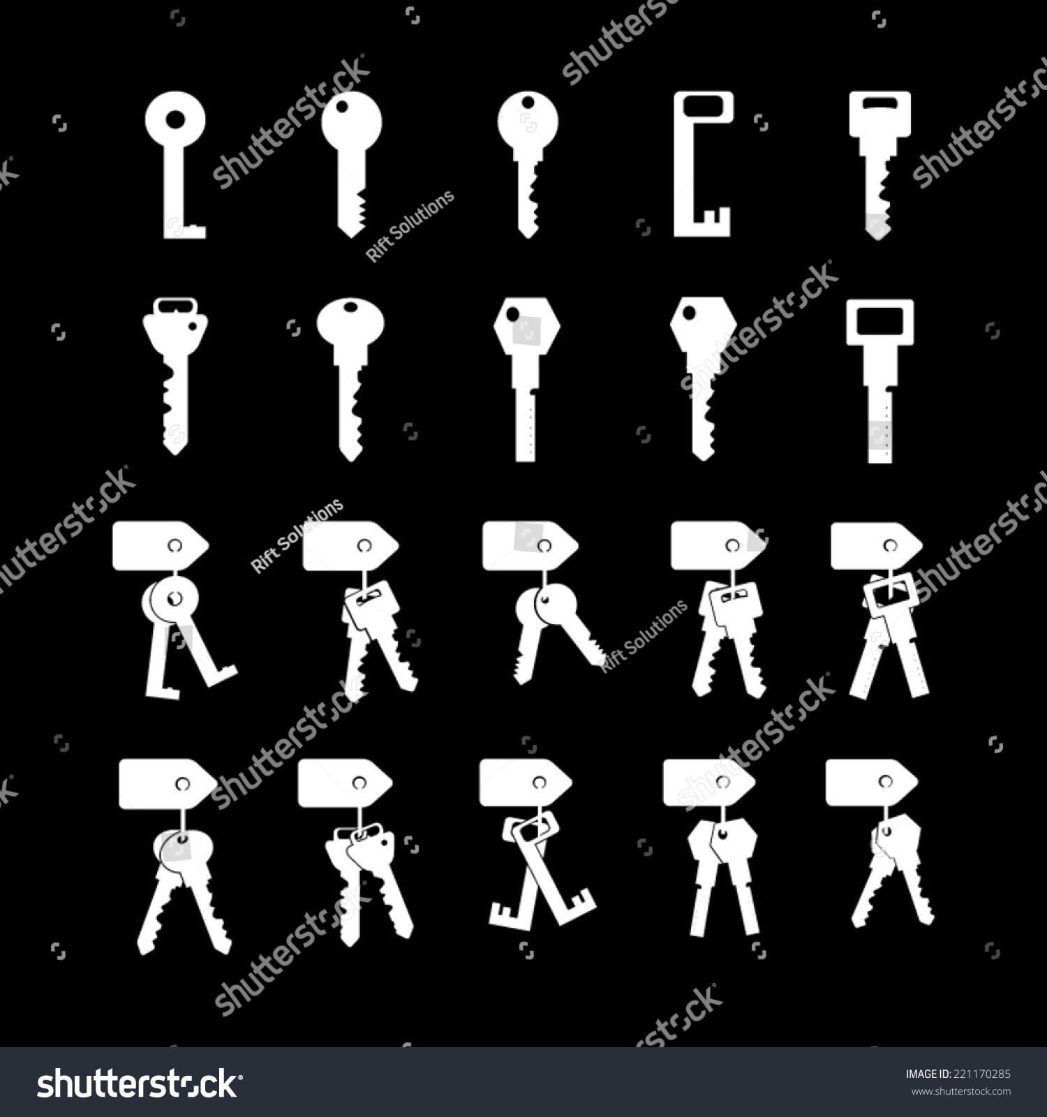 Different White Keys On Black Background Stock Vector (Royalty Free ...