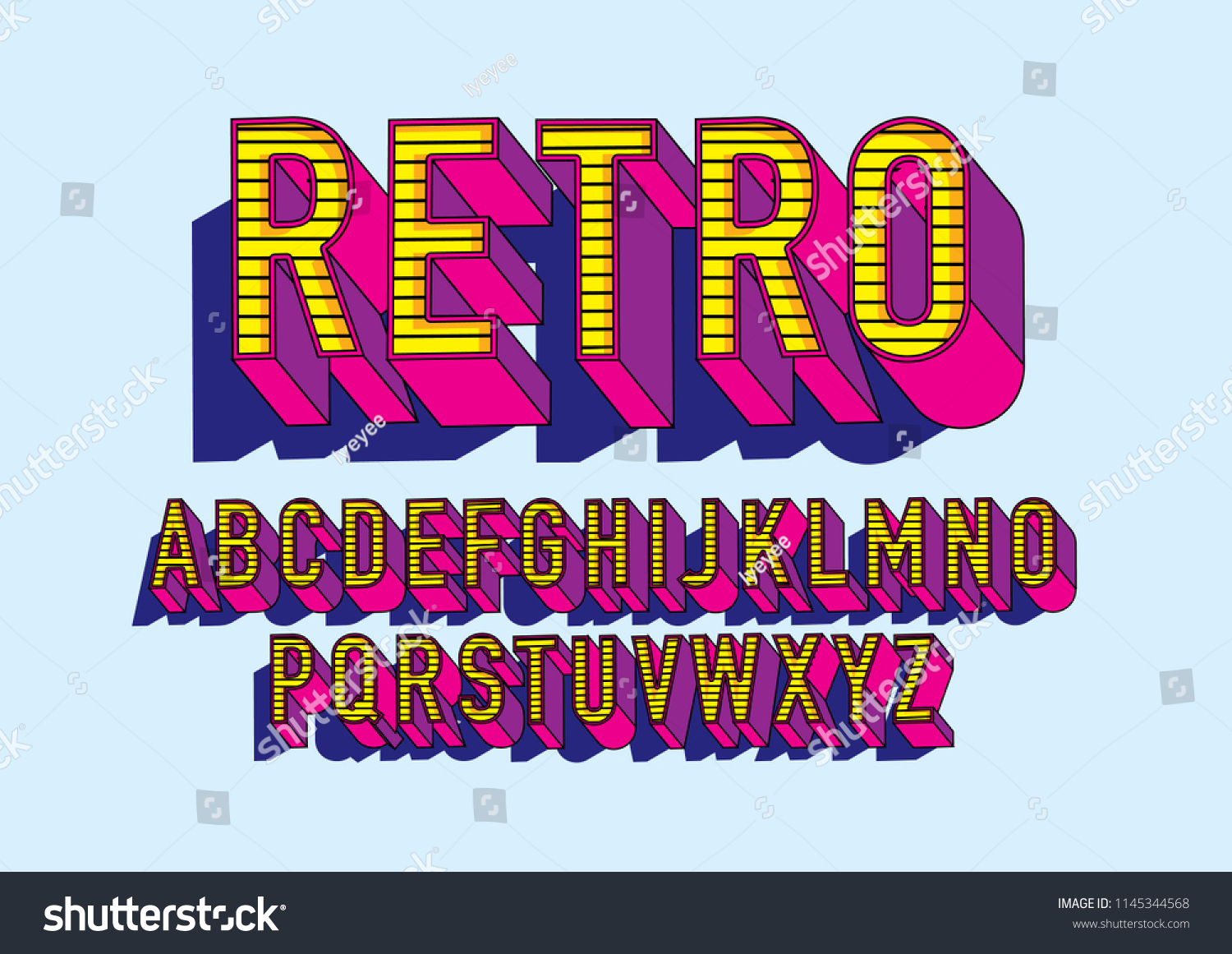 3 Dimension 3d Retro Typography Design Stock Vector (Royalty Free ...