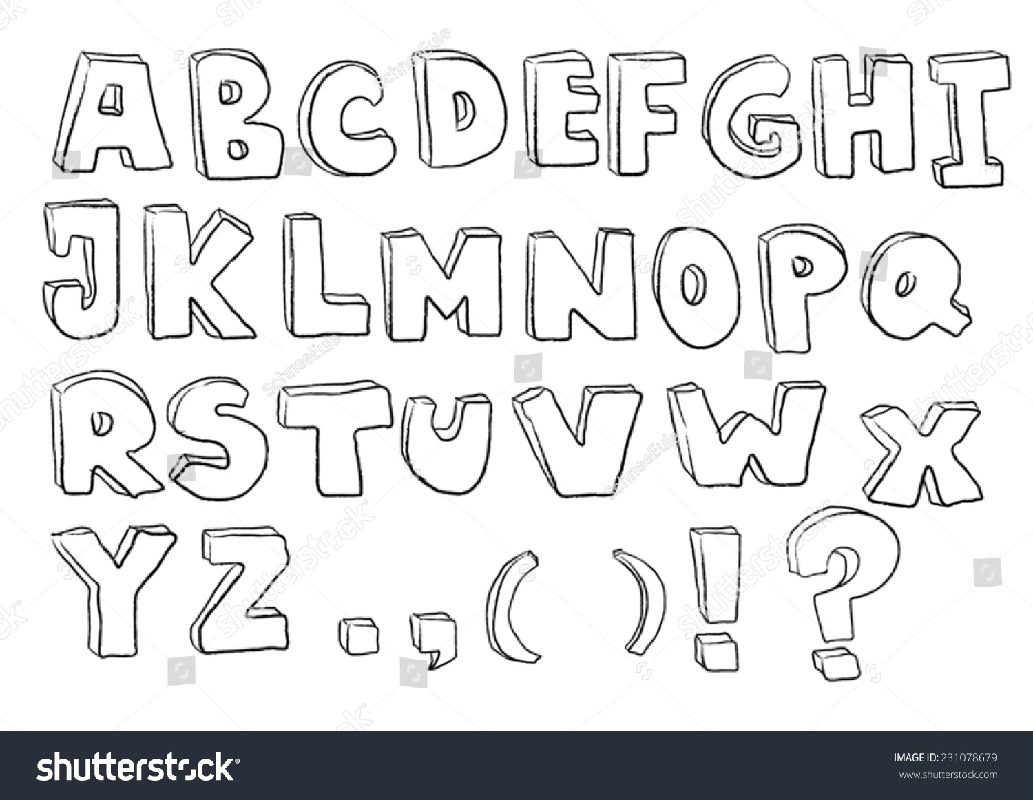 3 Dimensional Alphabet Stock Vector 231078679 - Shutterstock