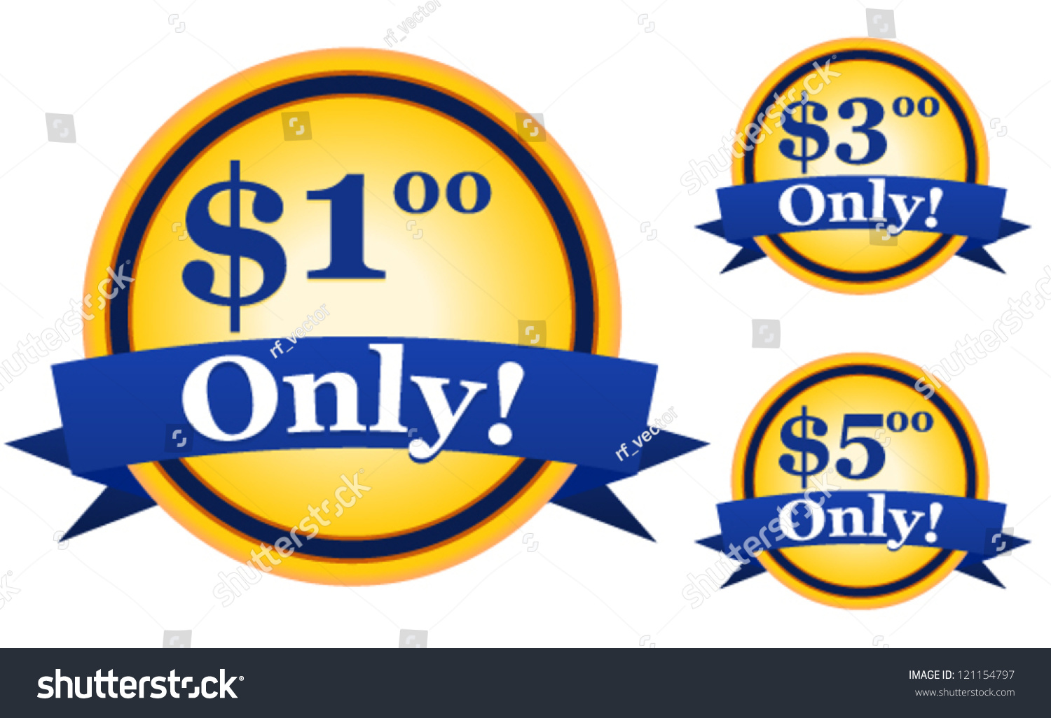 $1, $3, $5 Dollar Price Tag Stock Vector Illustration 121154797 ...