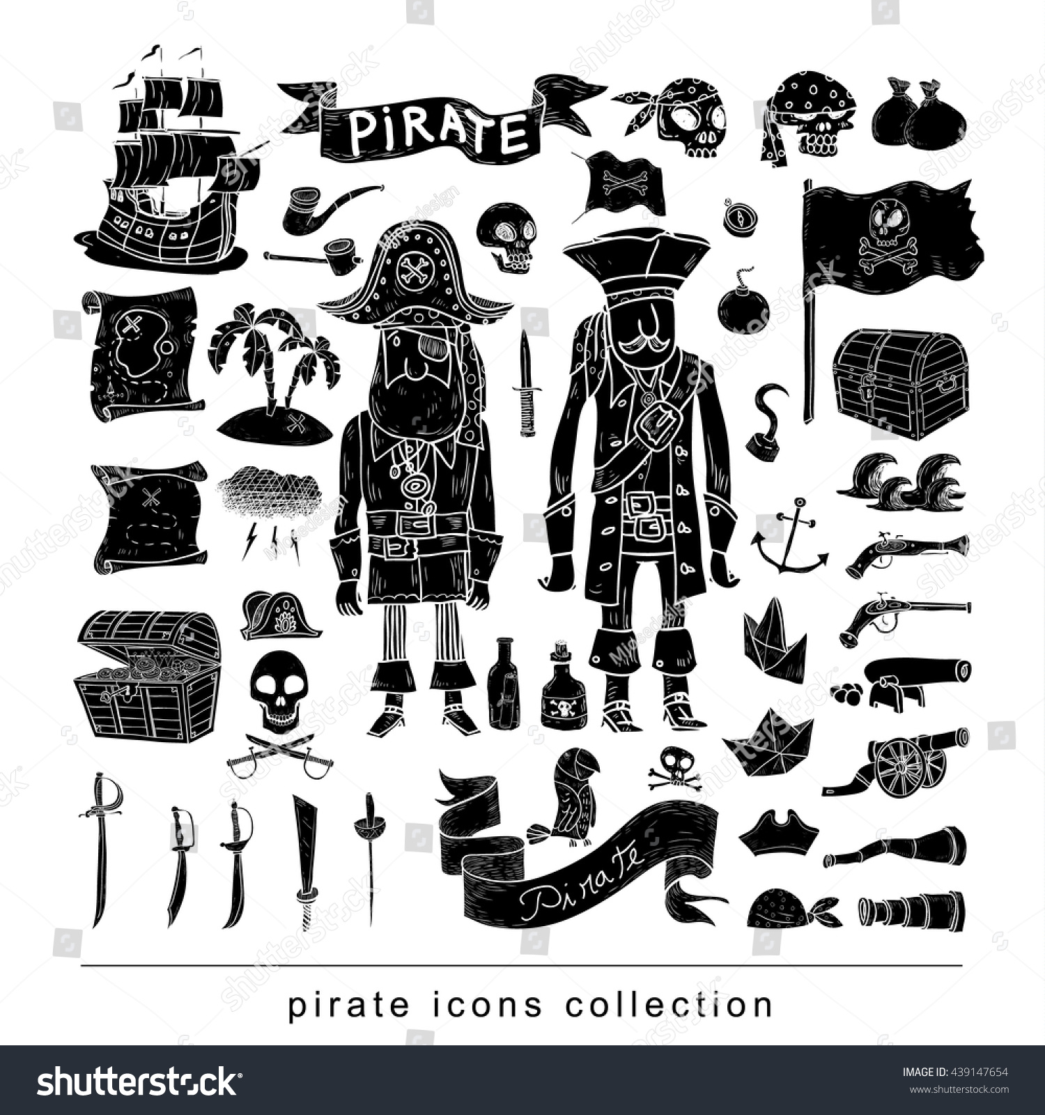 Doodle Pirate Elememts Vector Illustration Black Stock Vector (Royalty ... Doodle Pirate Elememts Vector Illustration Black Stock Vector (Royalty ...