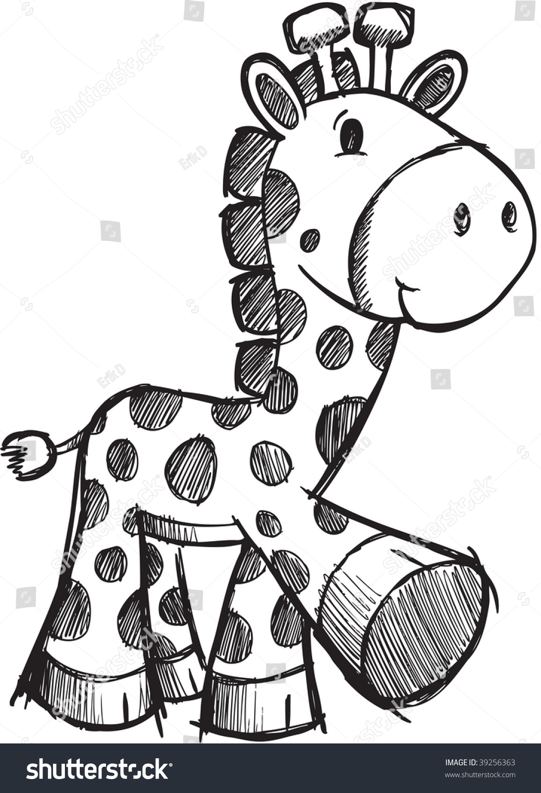 Doodle Sketchy Giraffe Vector Stock Vector (Royalty Free) 39256363