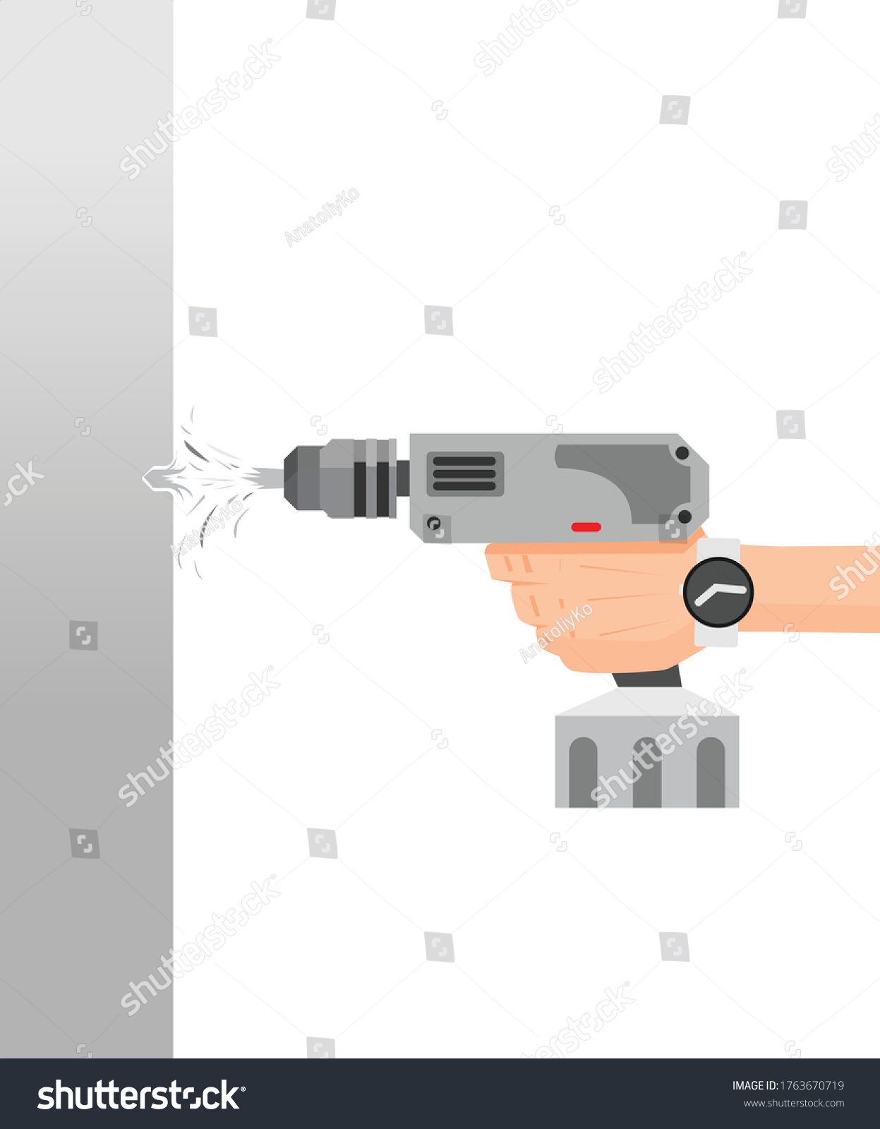 Drill Drills Wall Broken Bit Drill Stock Vector (Royalty Free) 1763670719
