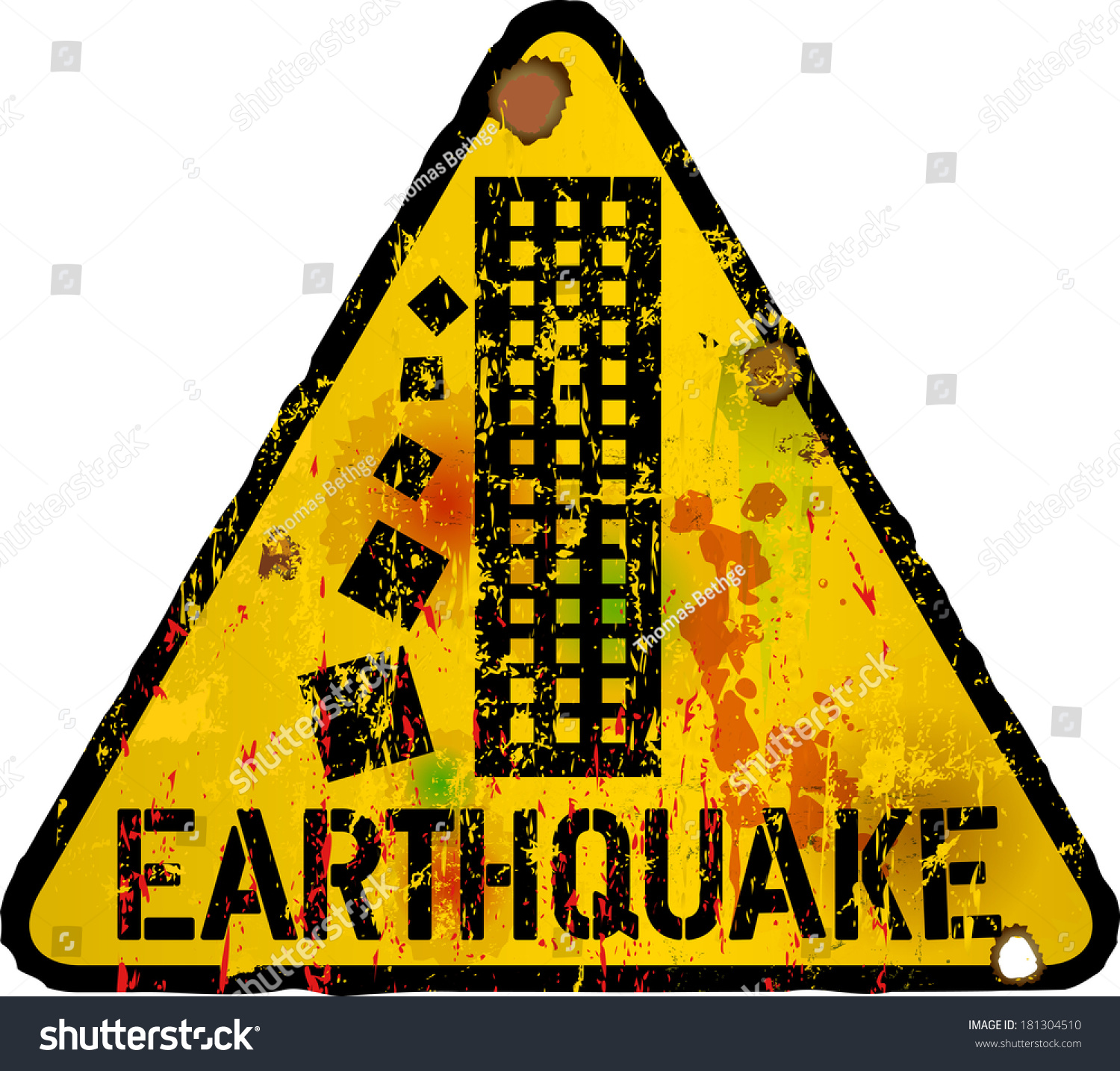 Earthquake Warning Sign Vector Stock Vector (Royalty Free) 181304510