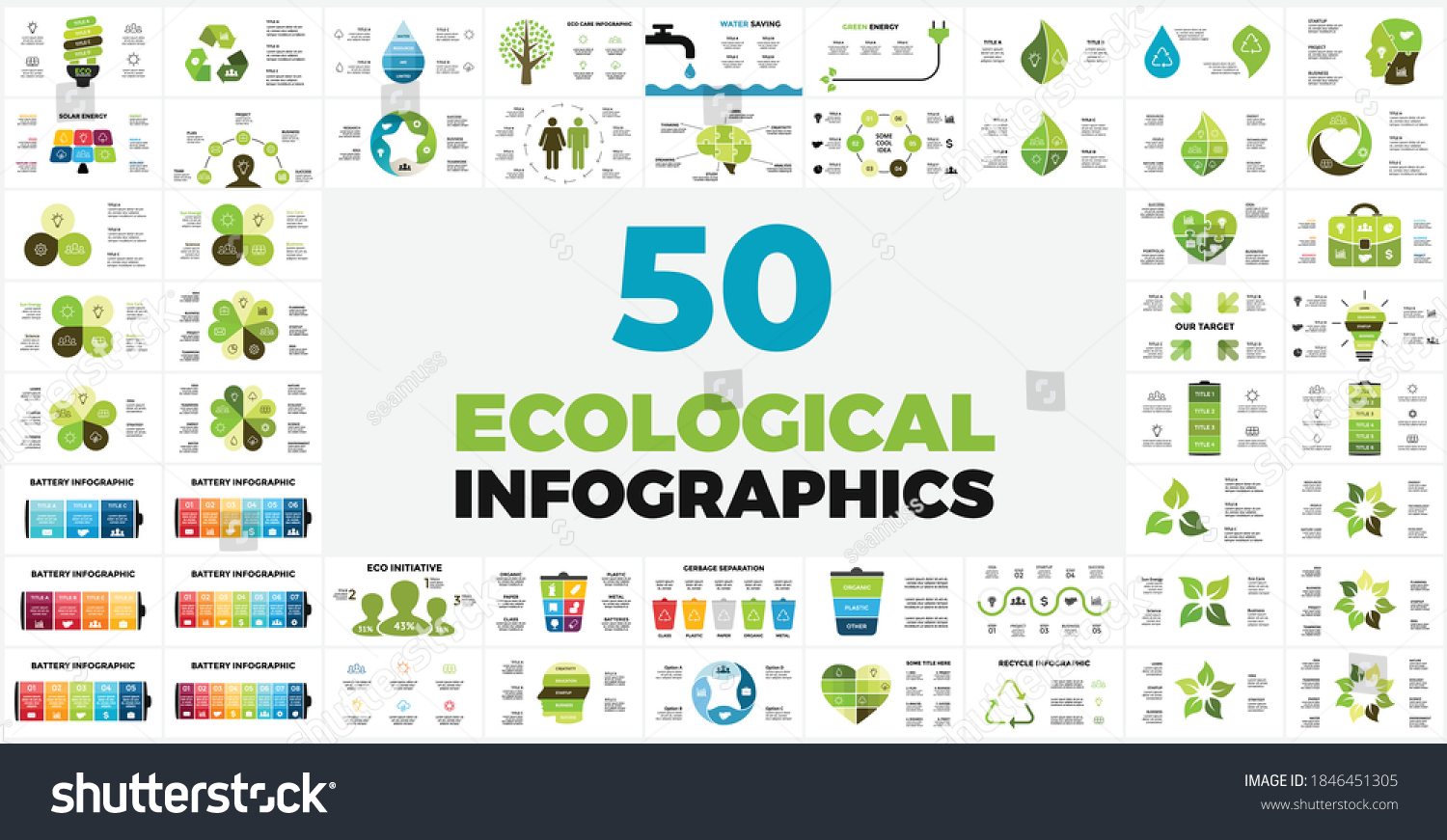 50 Ecological Infographic Templates Presentation Slides Stock Vector ...
