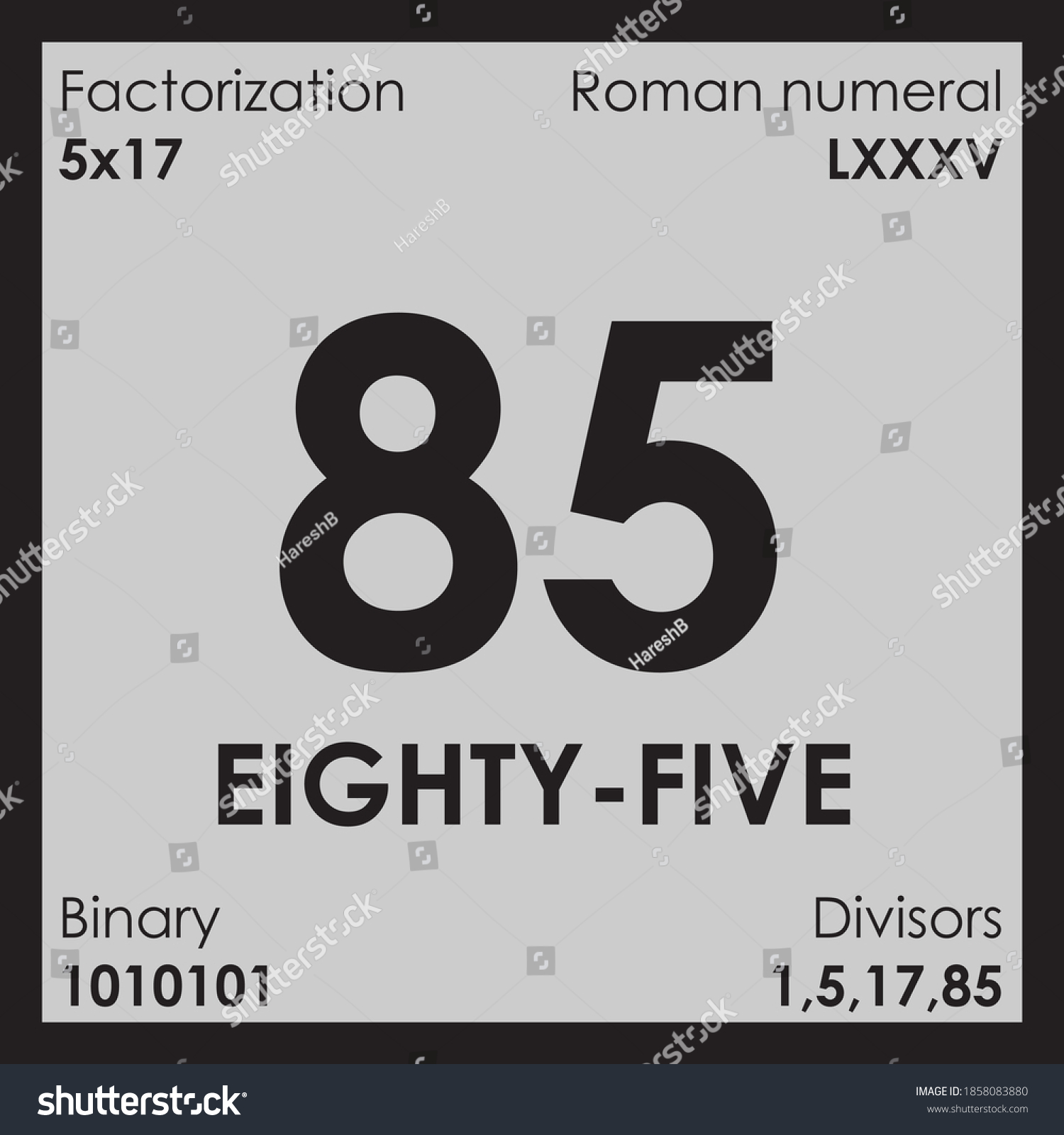 85 Eightyfive Number Digit Details Unit: เวกเตอร์สต็อก (ปลอดค่า ...