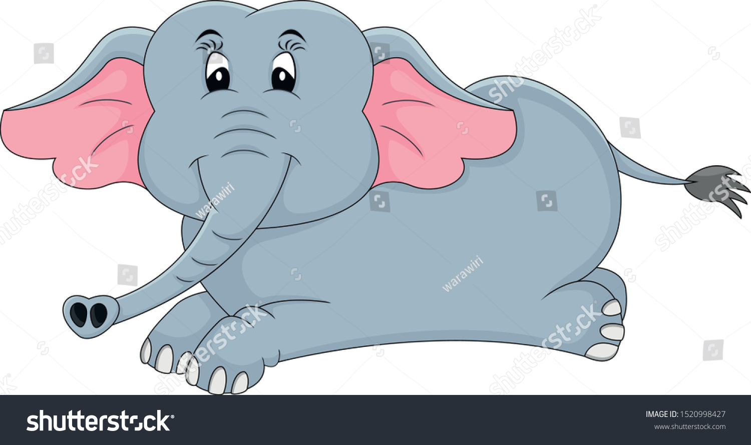 Elephant Smiling Cartoon Vector Illustration Stock Vector (Royalty Free ...