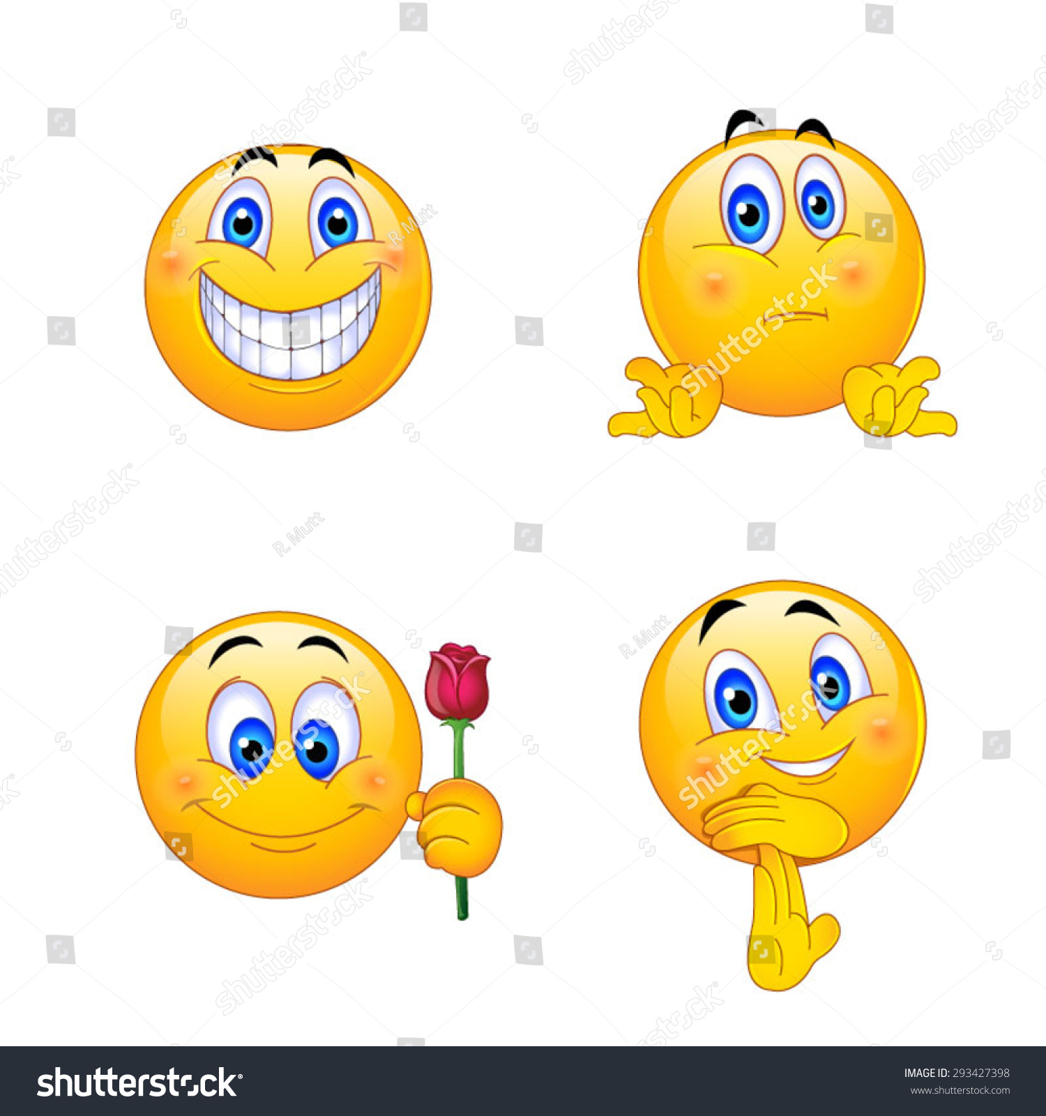 Vektor Stok 4 Emoji Smiley Faces (Tanpa Royalti) 293427398 | Shutterstock