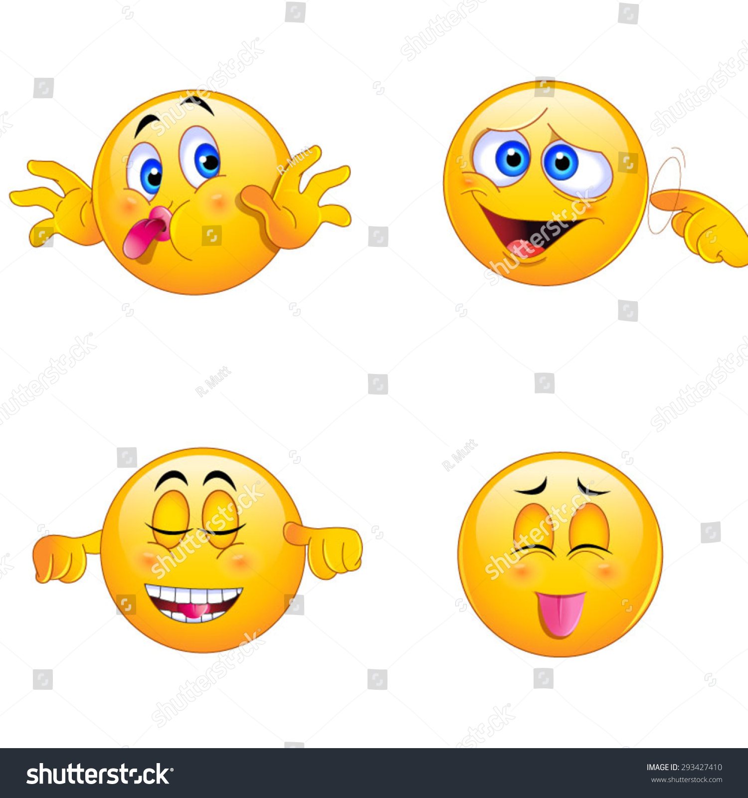 4 Emoji Smiley Faces Stock Vector (Royalty Free) 293427410