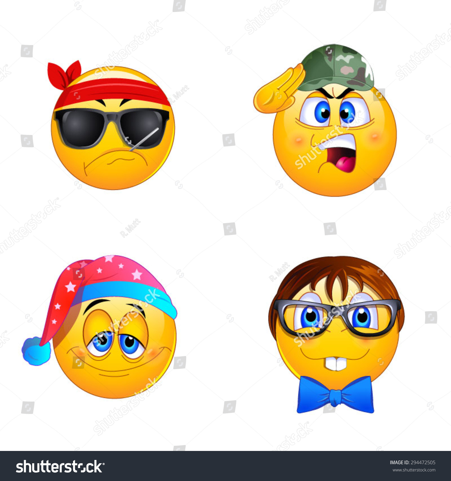 4 Emoji Smiley Faces Stock Vector (Royalty Free) 294472505