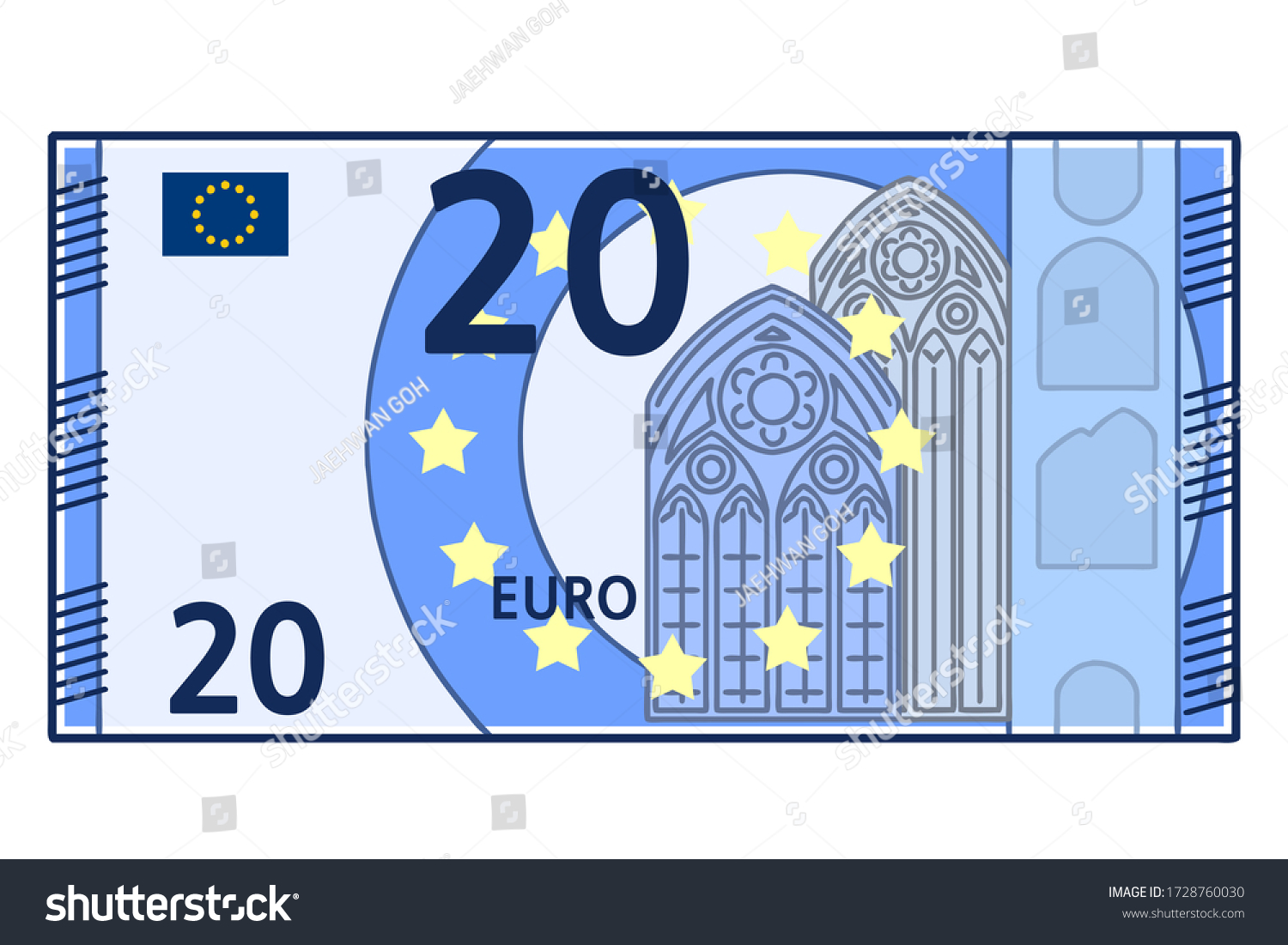 20 Euro Banknote Colored Vector Illustration Stock Vector (Royalty Free ...