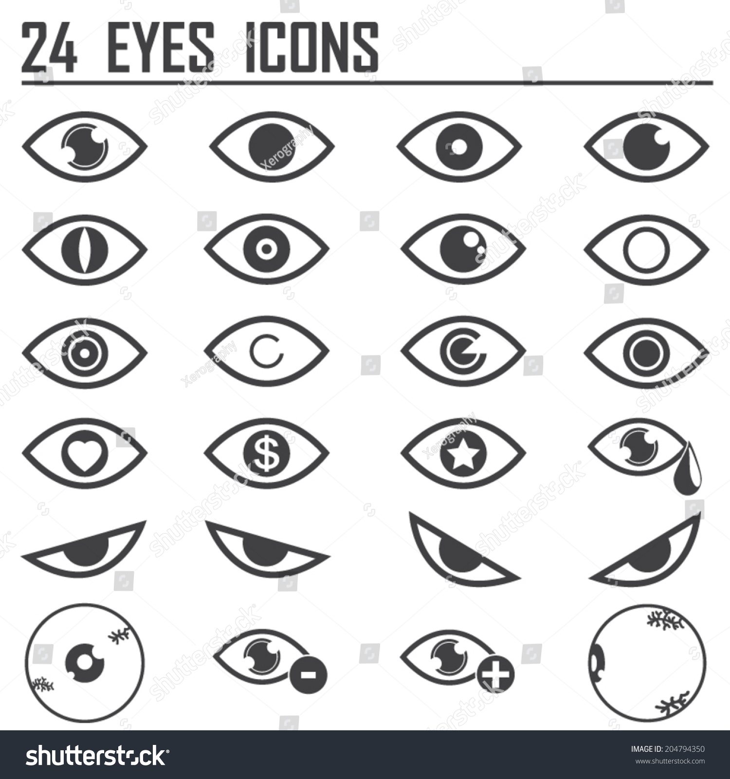 24 Eye Designs Over White Background Vector Illustration - 204794350 ...