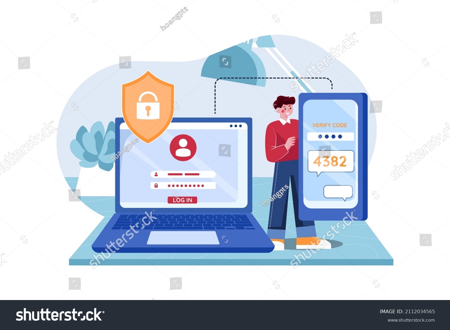 2fa Two Steps Authentication Illustration Concept Stock Vector (Royalty ...