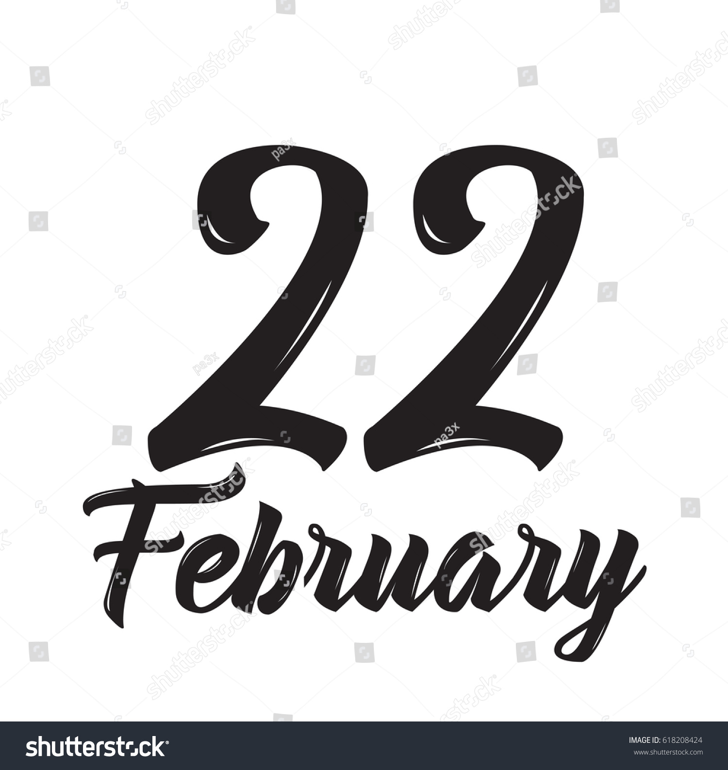22 February Text Design Vector Calligraphy Stock Vector (Royalty Free ...