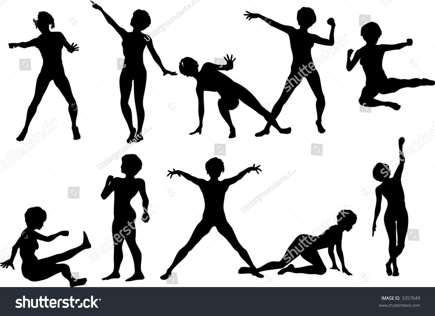 10 Female Action Poses Stock Vector 3357649 - Shutterstock