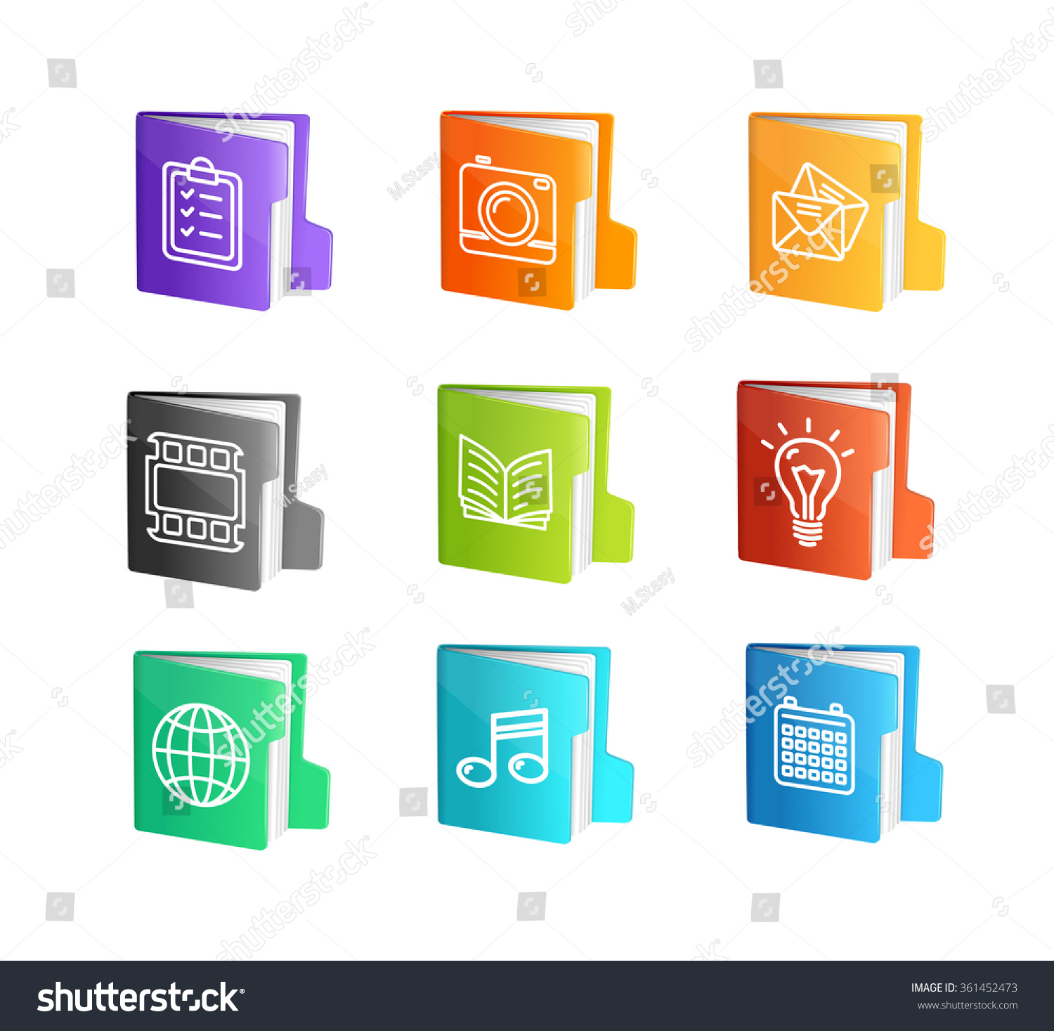 File Folder Colorful Icon Set Vector Stock Vector (Royalty Free ...