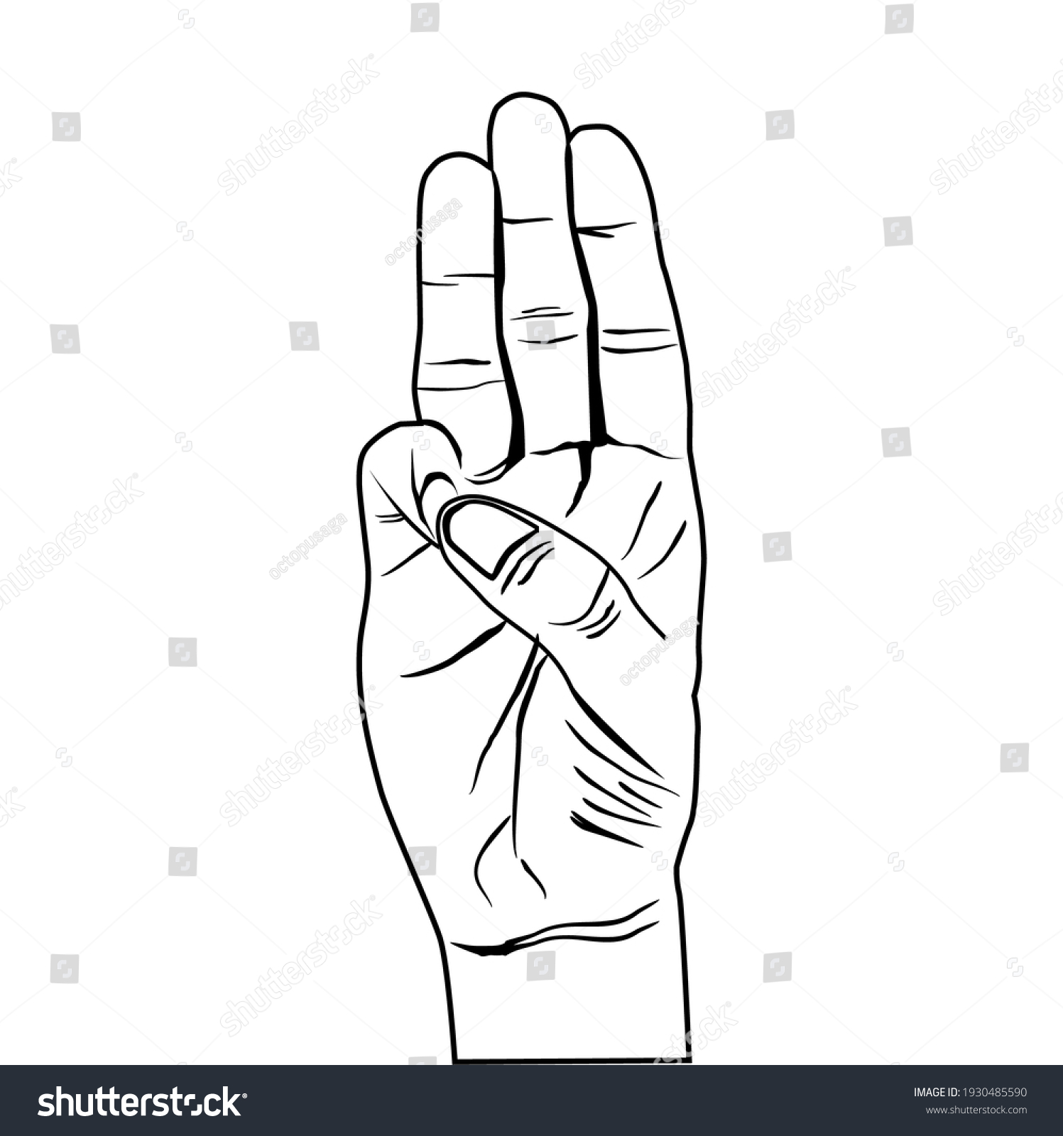 3 Fingers Hand Gesture Salute Vector Stock Vector (Royalty Free ...