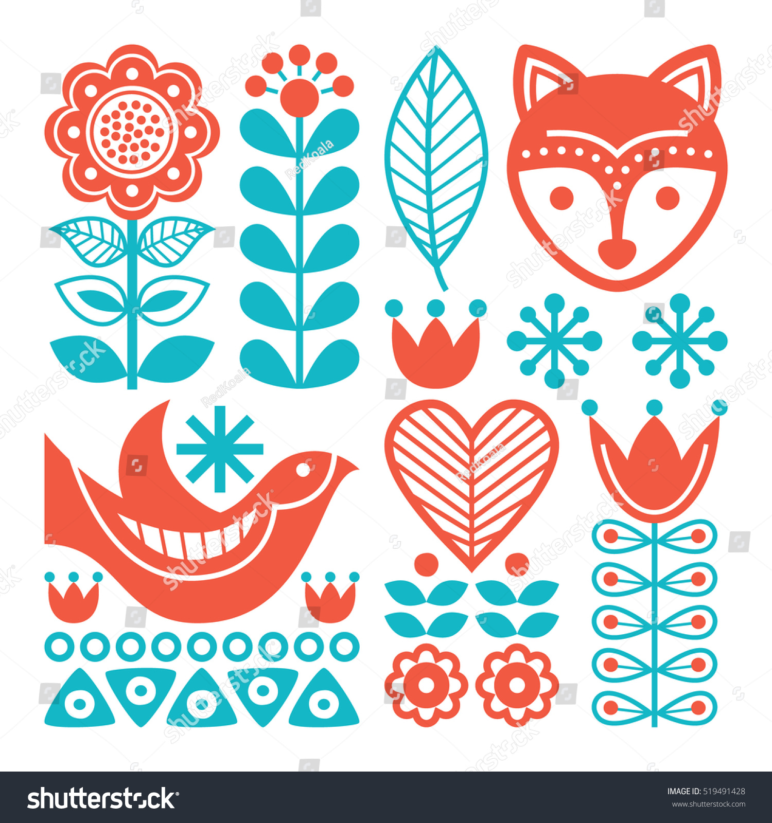 Finnish Inspired Folk Art Pattern Scandinavian Stock Vector (Royalty ... Finnish Inspired Folk Art Pattern Scandinavian Stock Vector (Royalty ...