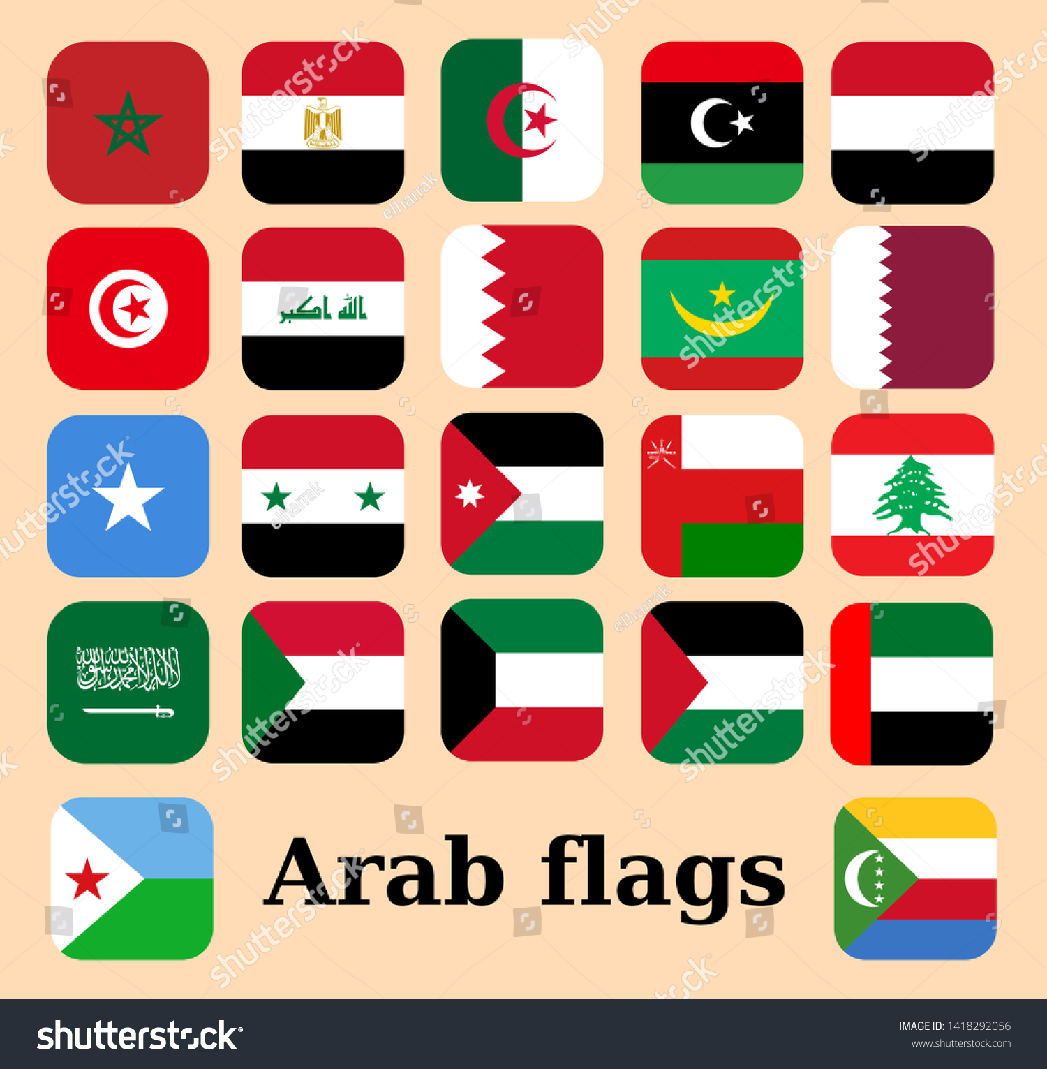 Flags Arabic Illustration Vector Eps Download Stock Vector (Royalty ...