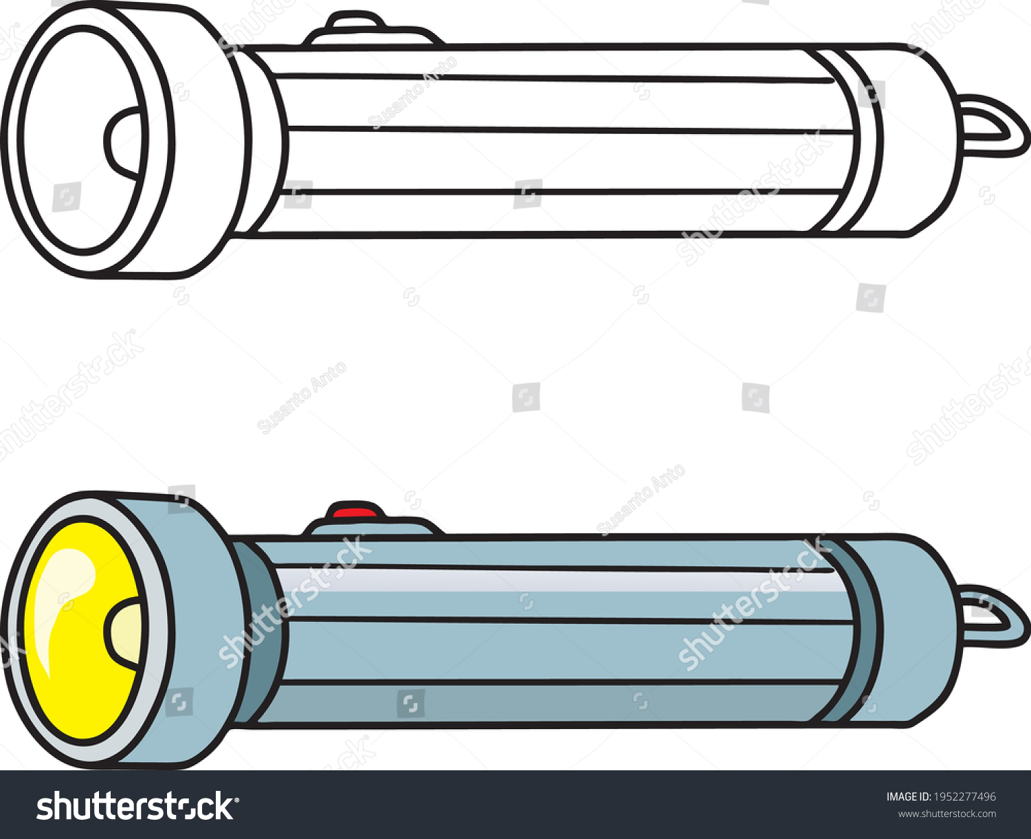 Flashlight Line Vector Illustration Isolated On Stock Vector (Royalty ...
